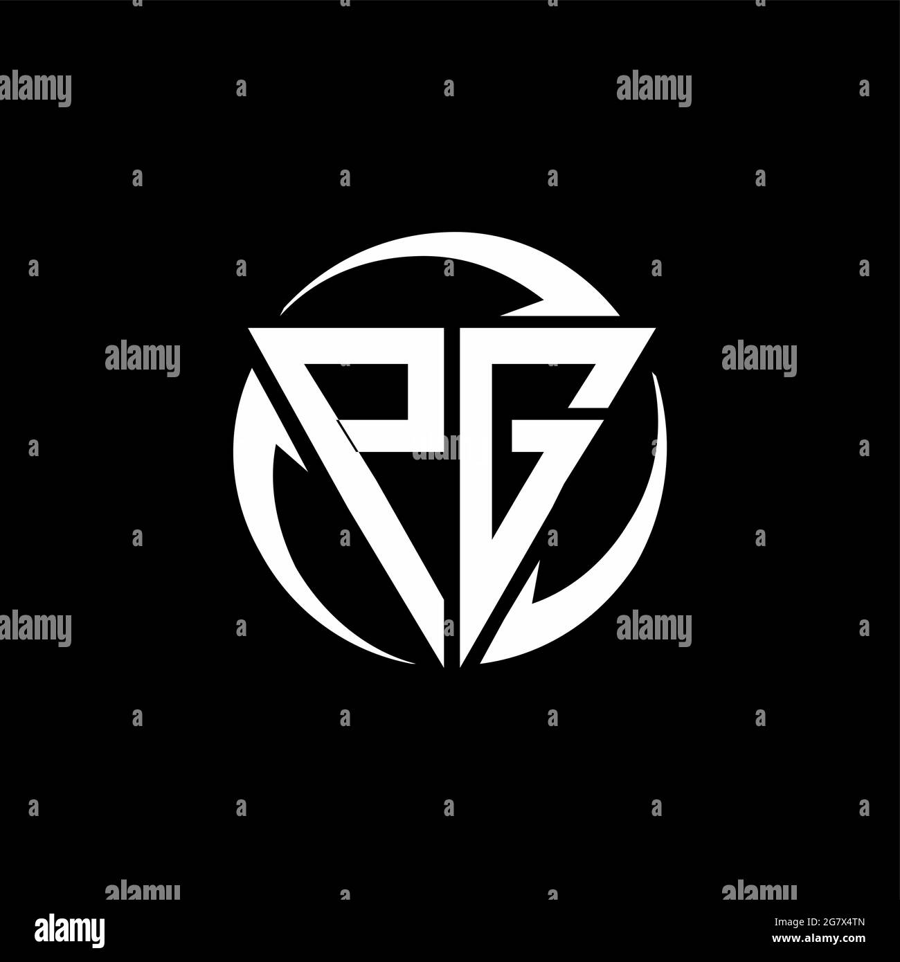 PG logo with triangle shape and circle rounded design template isolated ...