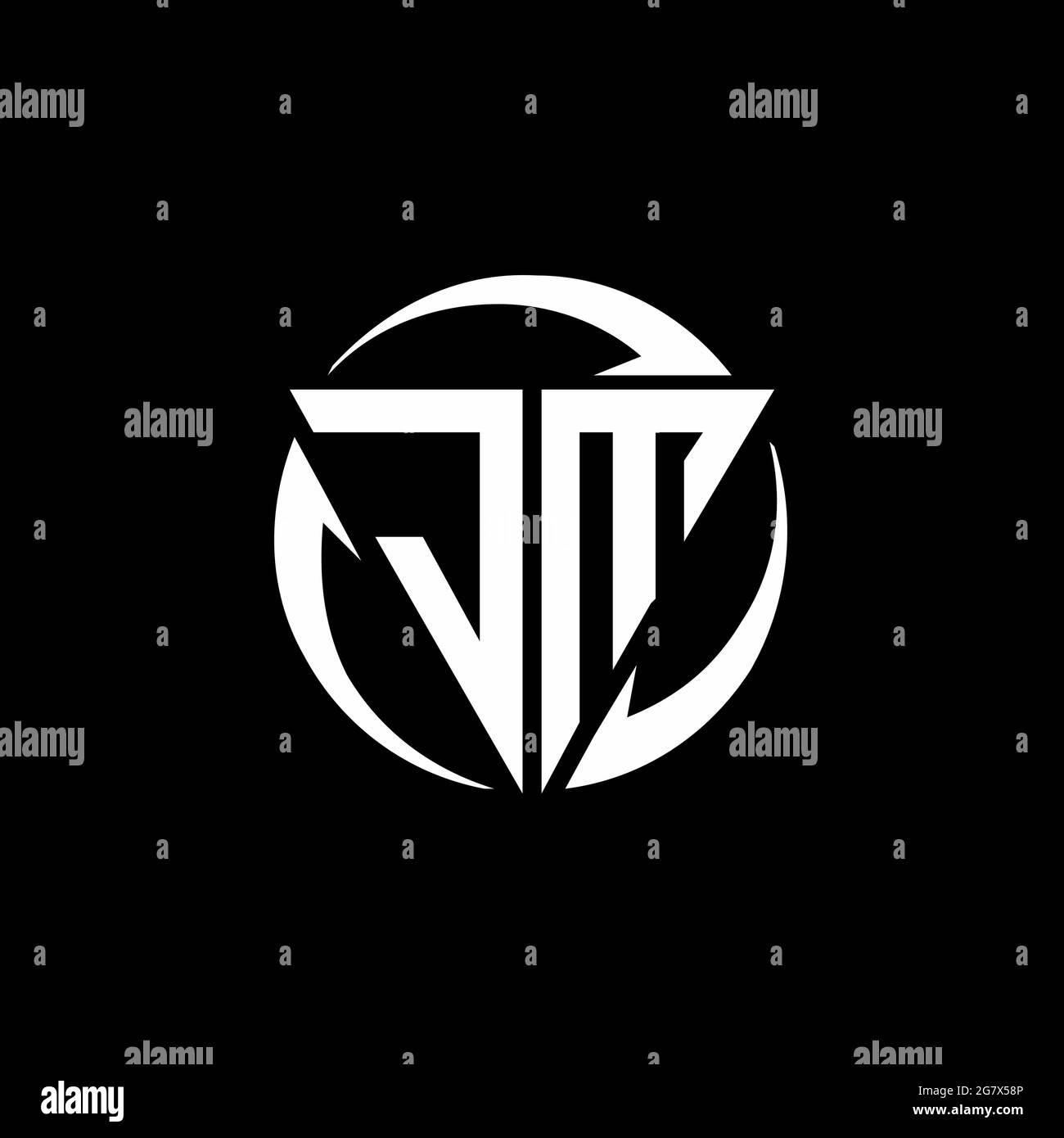 JM logo with triangle shape and circle rounded design template isolated ...