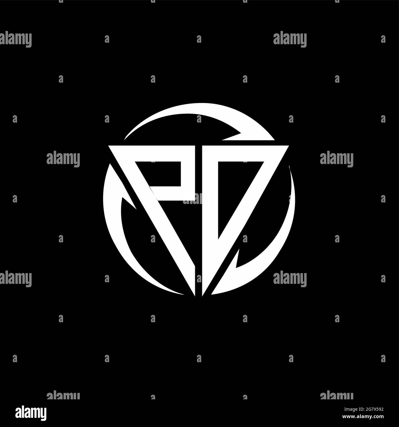 PO logo with triangle shape and circle rounded design template isolated ...