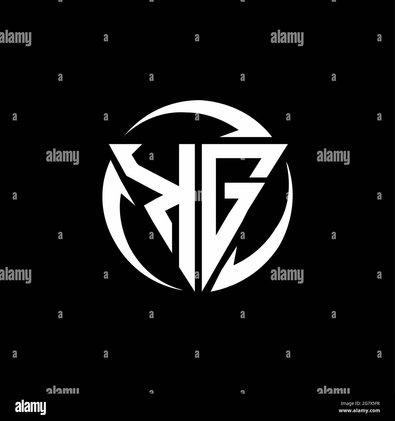 KG logo with triangle shape and circle rounded design template isolated ...