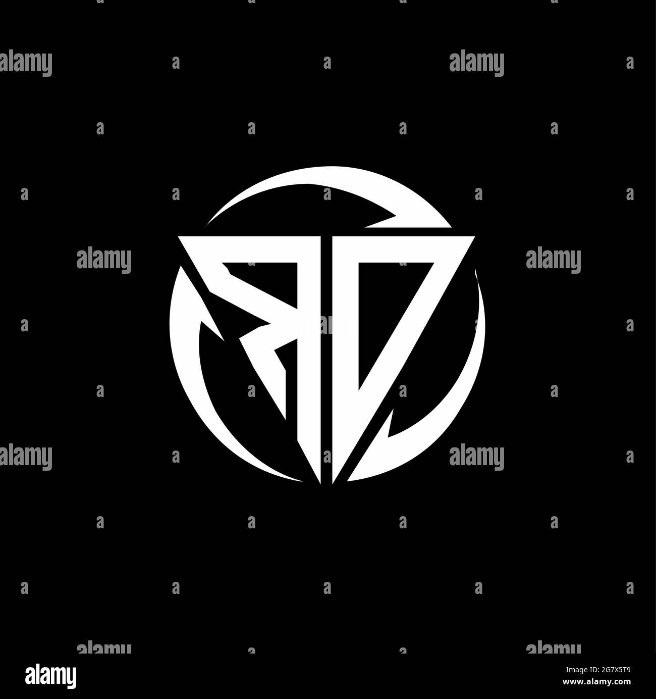 RO logo with triangle shape and circle rounded design template isolated ...
