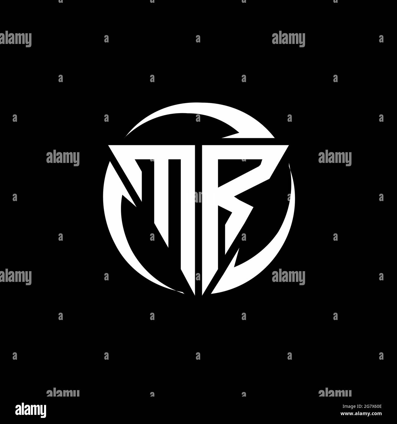 MR logo with triangle shape and circle rounded design template isolated ...