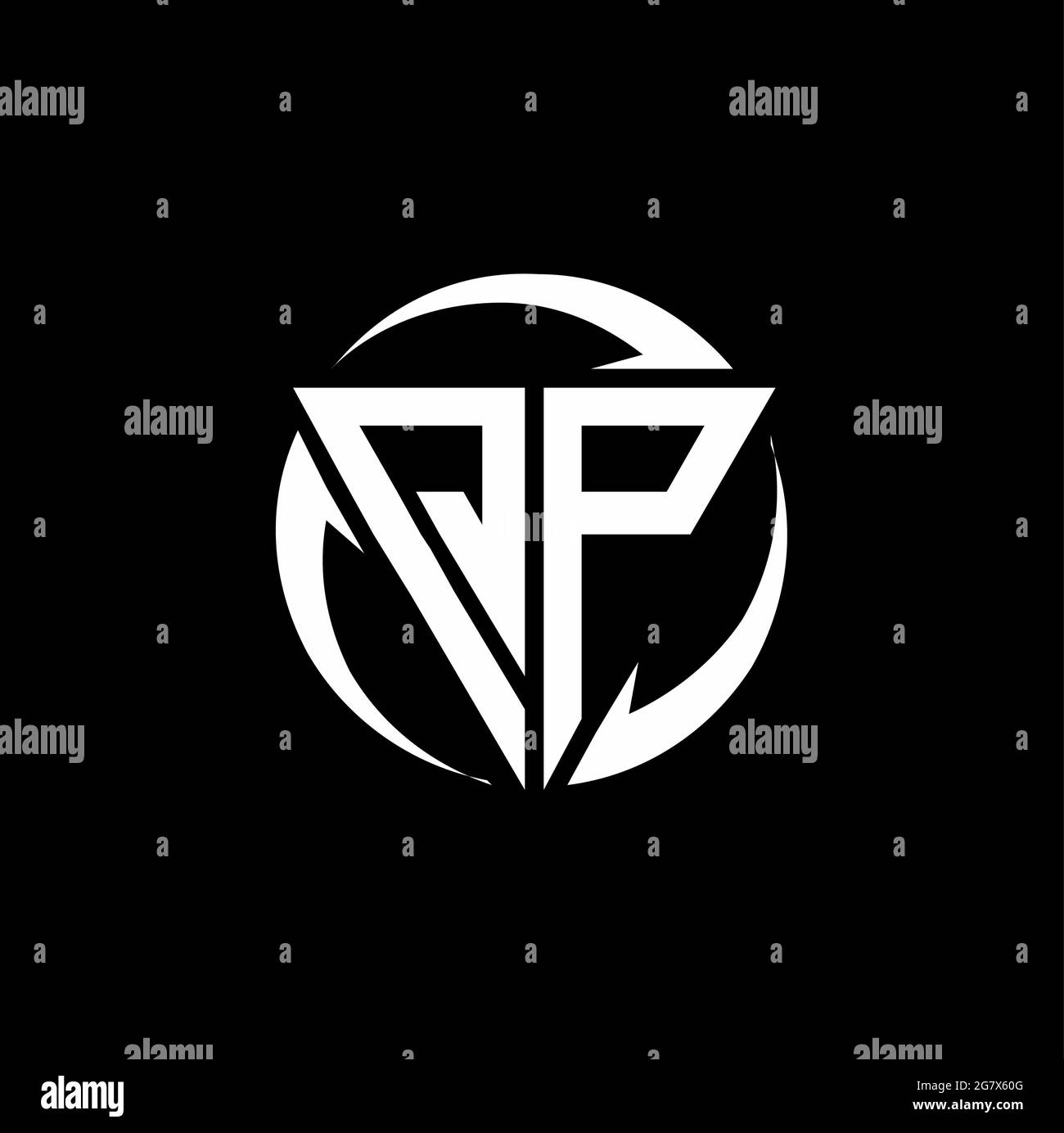 QP logo with triangle shape and circle rounded design template isolated ...