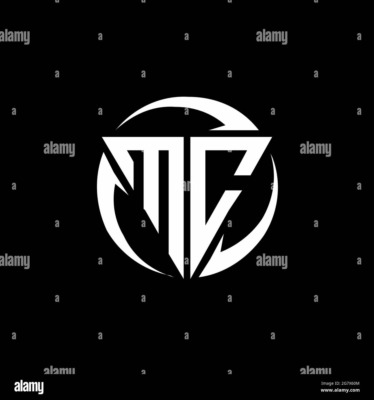 MC logo with triangle shape and circle rounded design template isolated ...