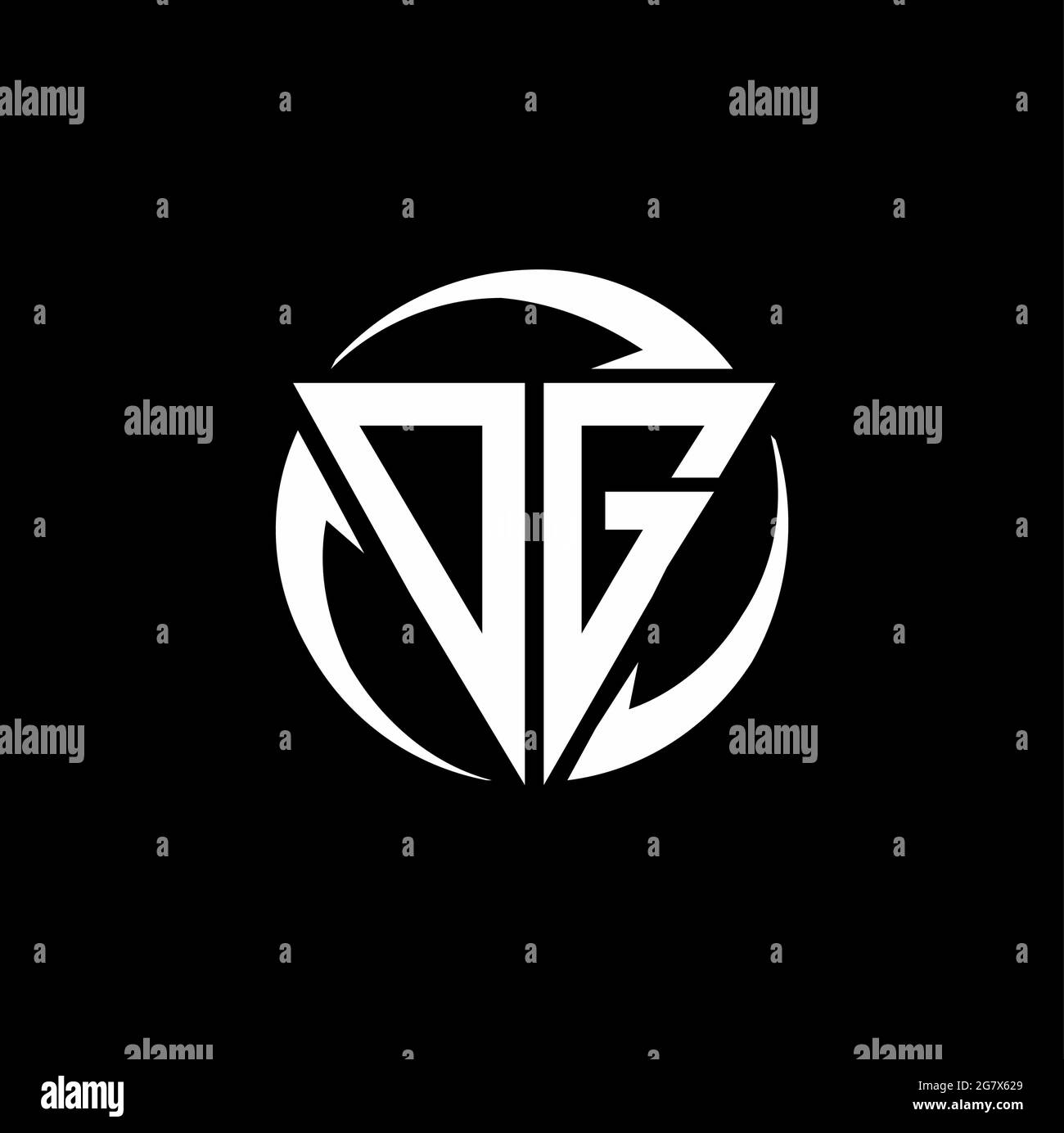OG logo with triangle shape and circle rounded design template isolated ...