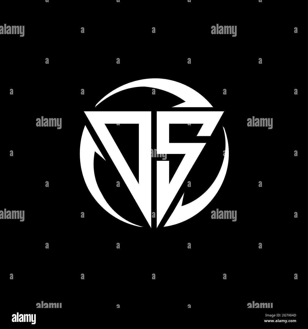 OS logo with triangle shape and circle rounded design template isolated ...