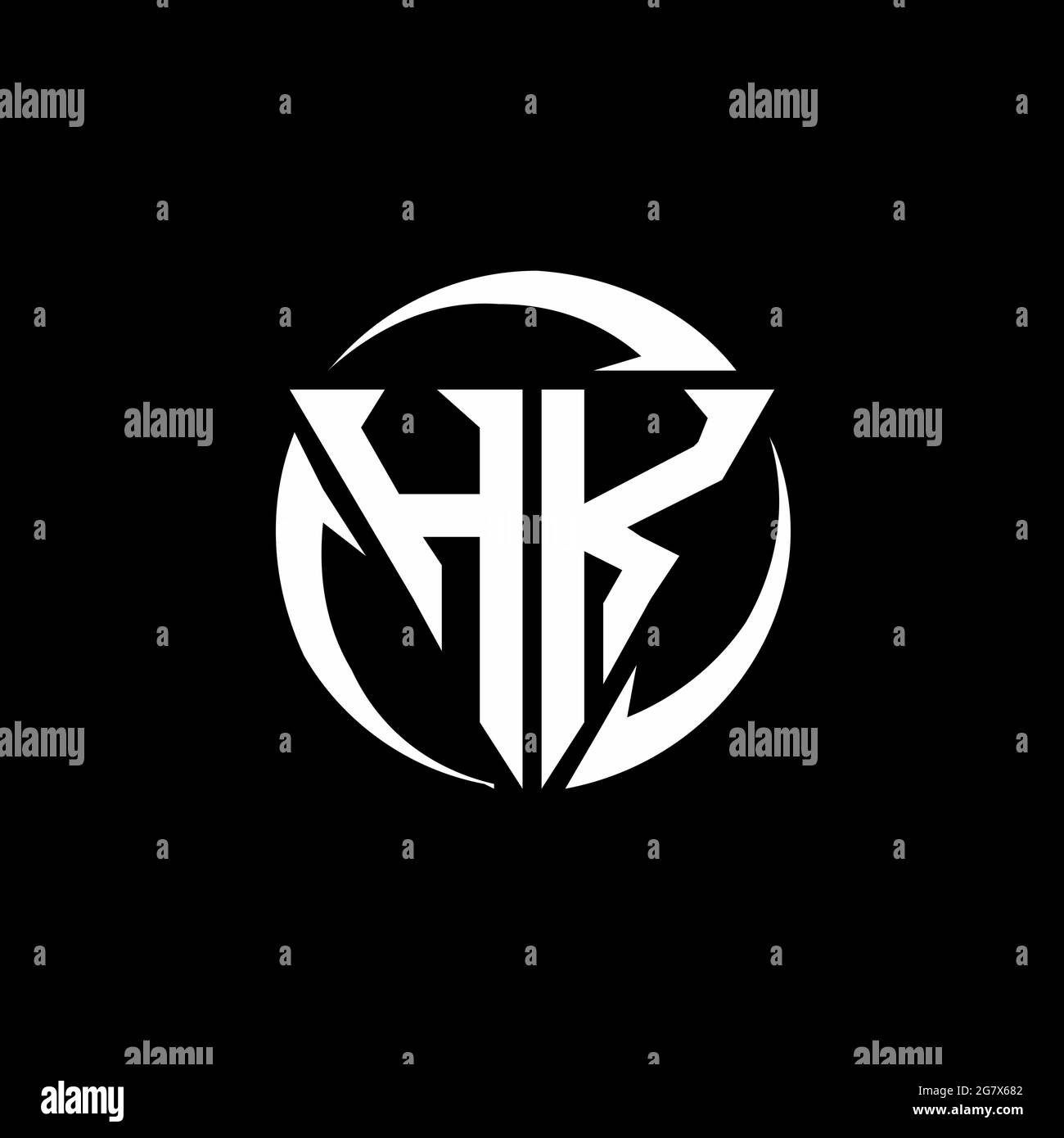 HK logo with triangle shape and circle rounded design template isolated ...