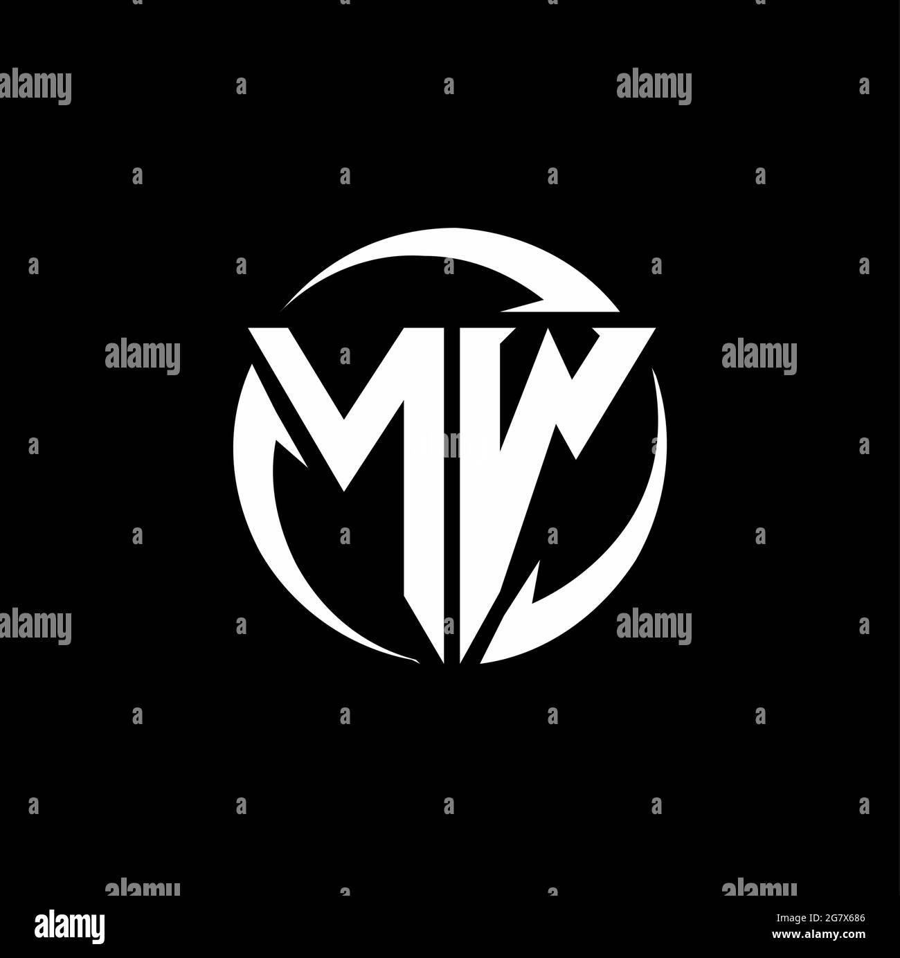 NW logo with triangle shape and circle rounded design template isolated ...