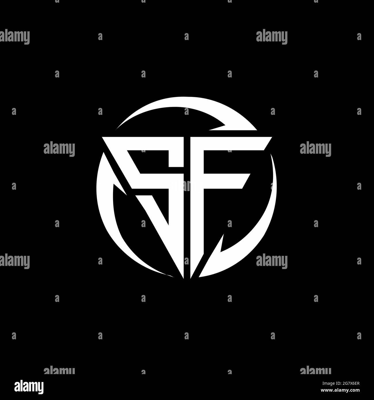 SF logo with triangle shape and circle rounded design template isolated ...