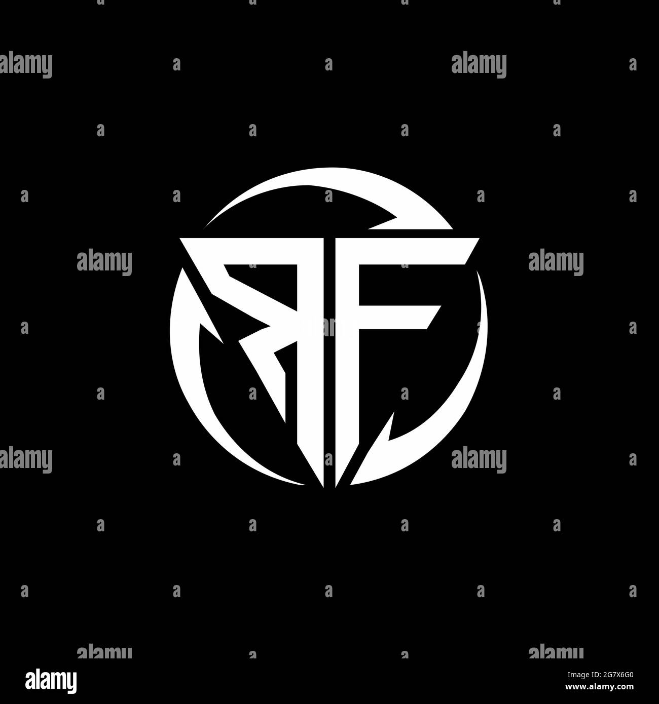 RF logo with triangle shape and circle rounded design template isolated ...