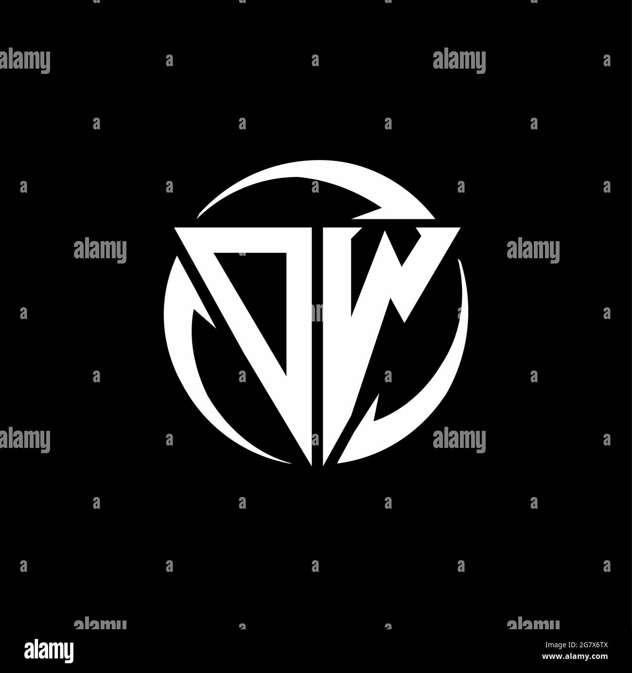 OW logo with triangle shape and circle rounded design template isolated ...