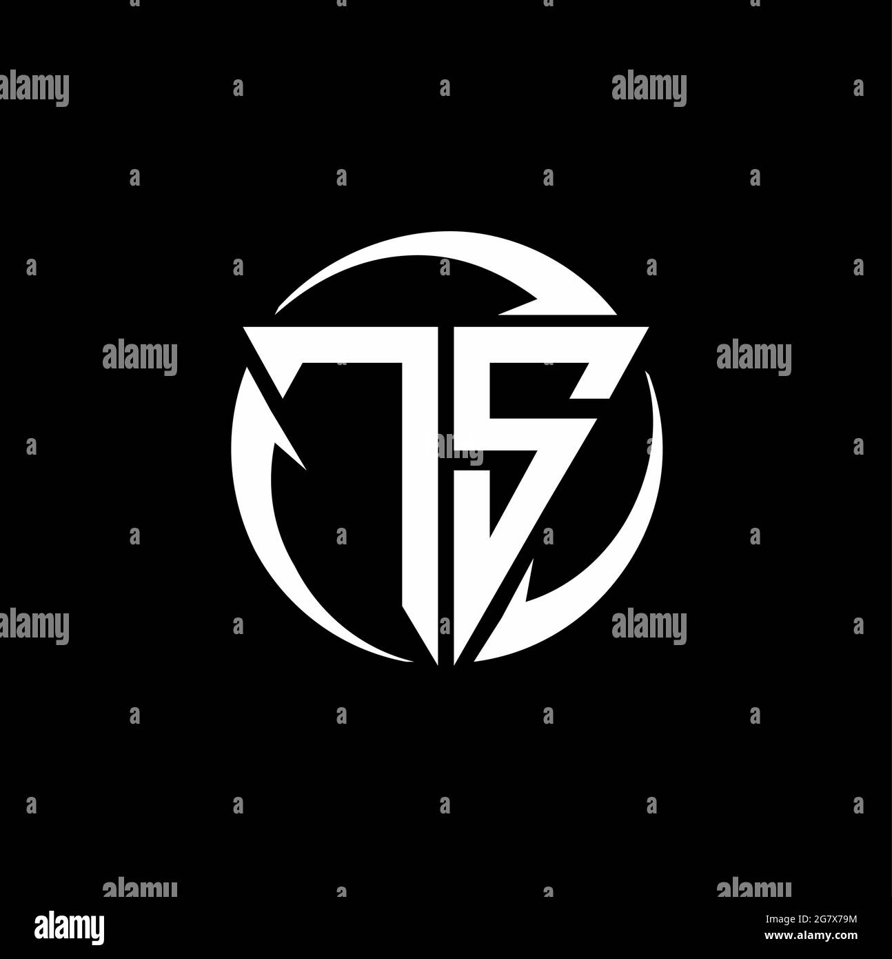 TS logo with triangle shape and circle rounded design template isolated on black background ...