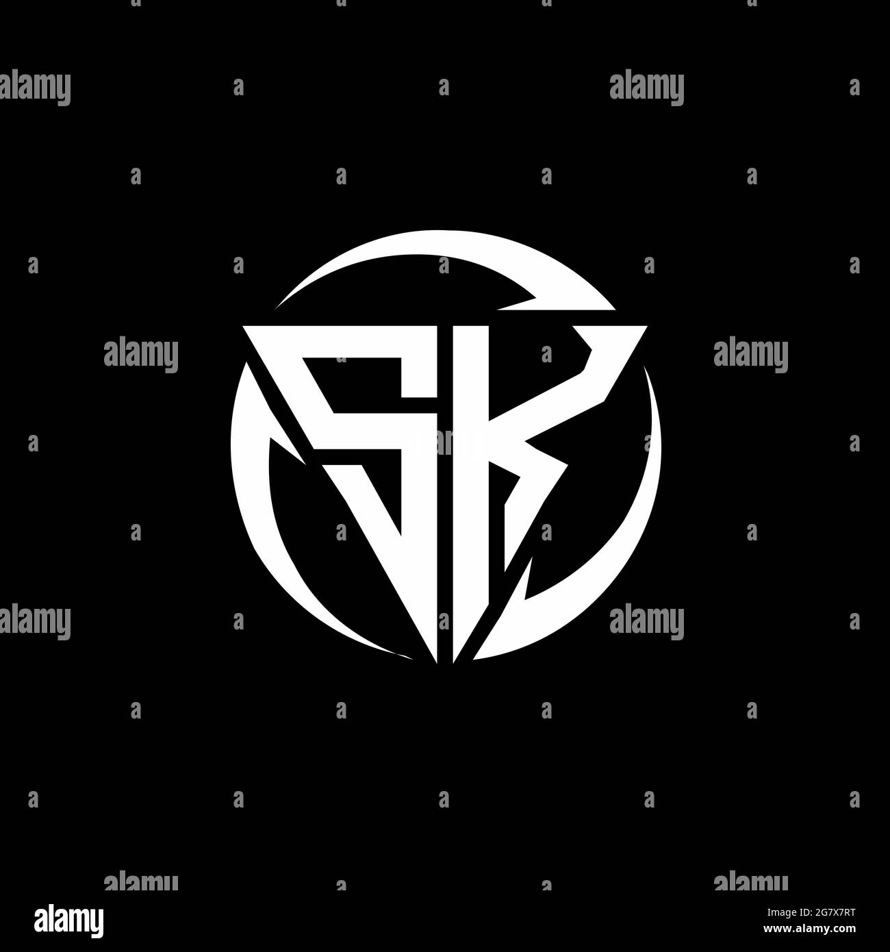 SK logo with triangle shape and circle rounded design template isolated ...