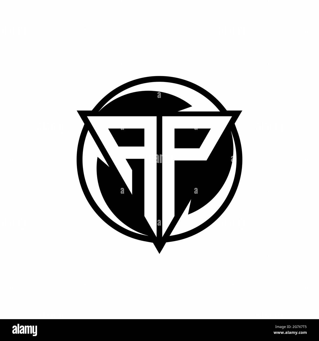 AP logo with triangle shape and circle rounded design template isolated ...