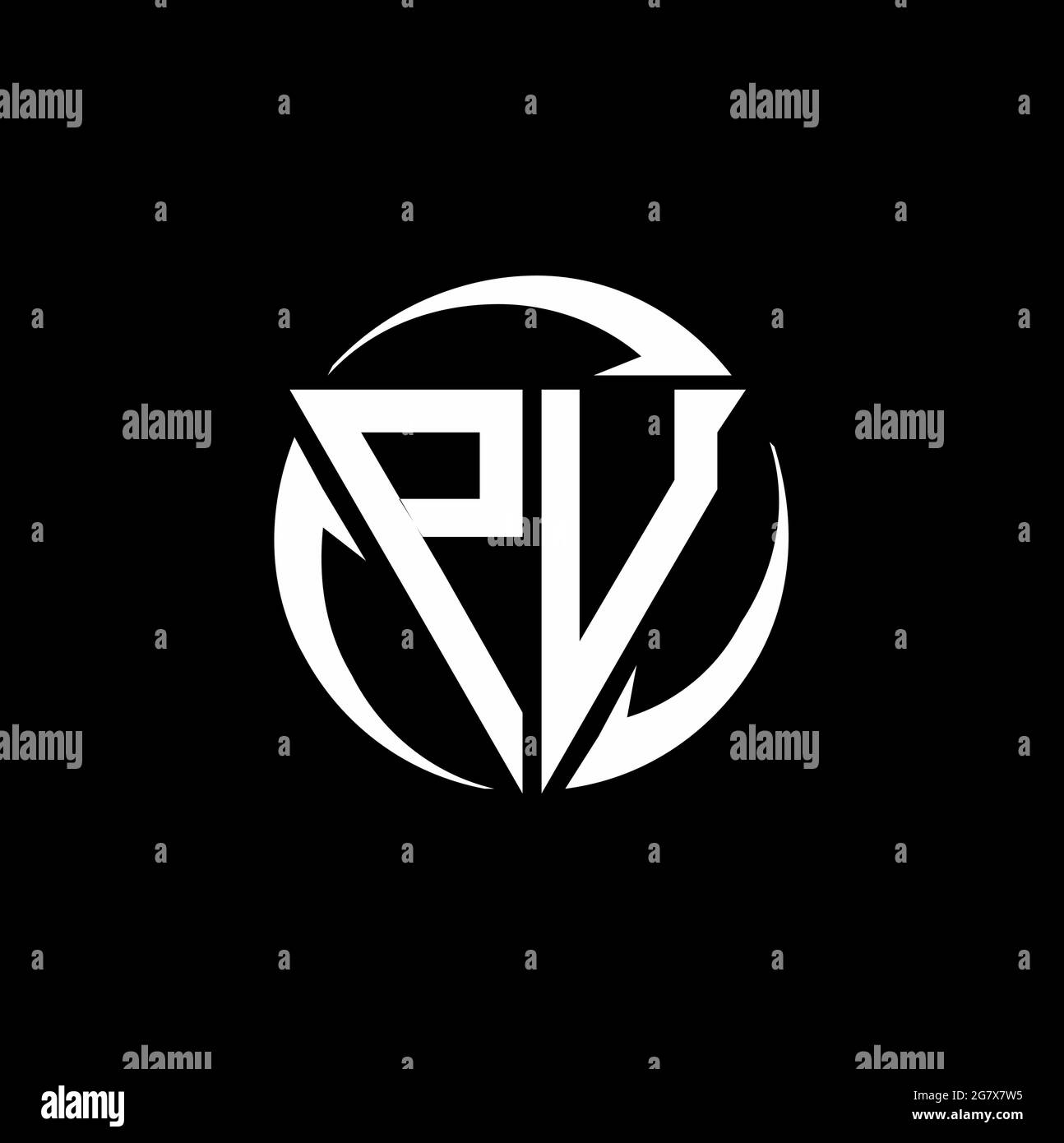 PU logo with triangle shape and circle rounded design template isolated ...