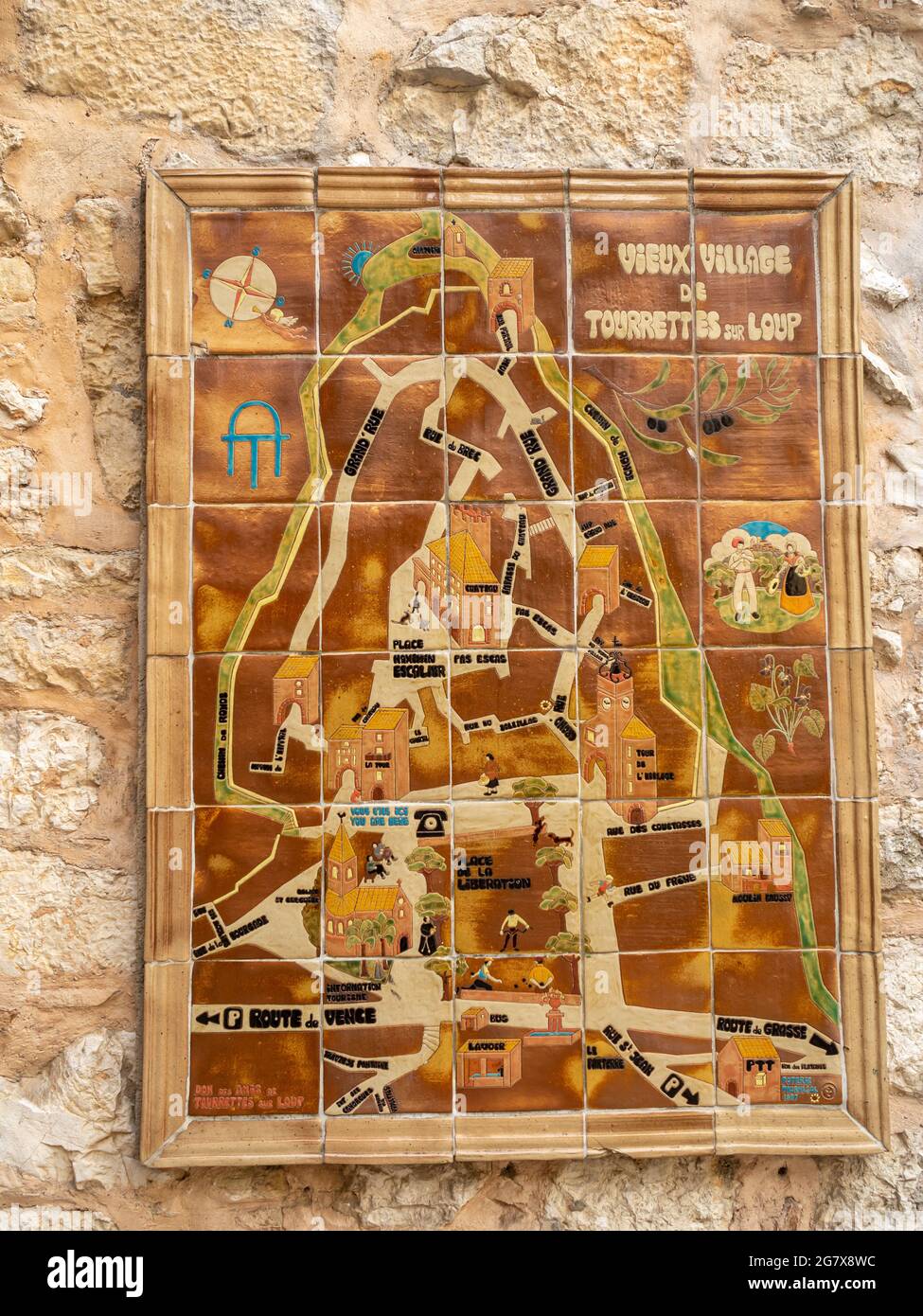 traditional ceramic village map on building facade Stock Photo - Alamy