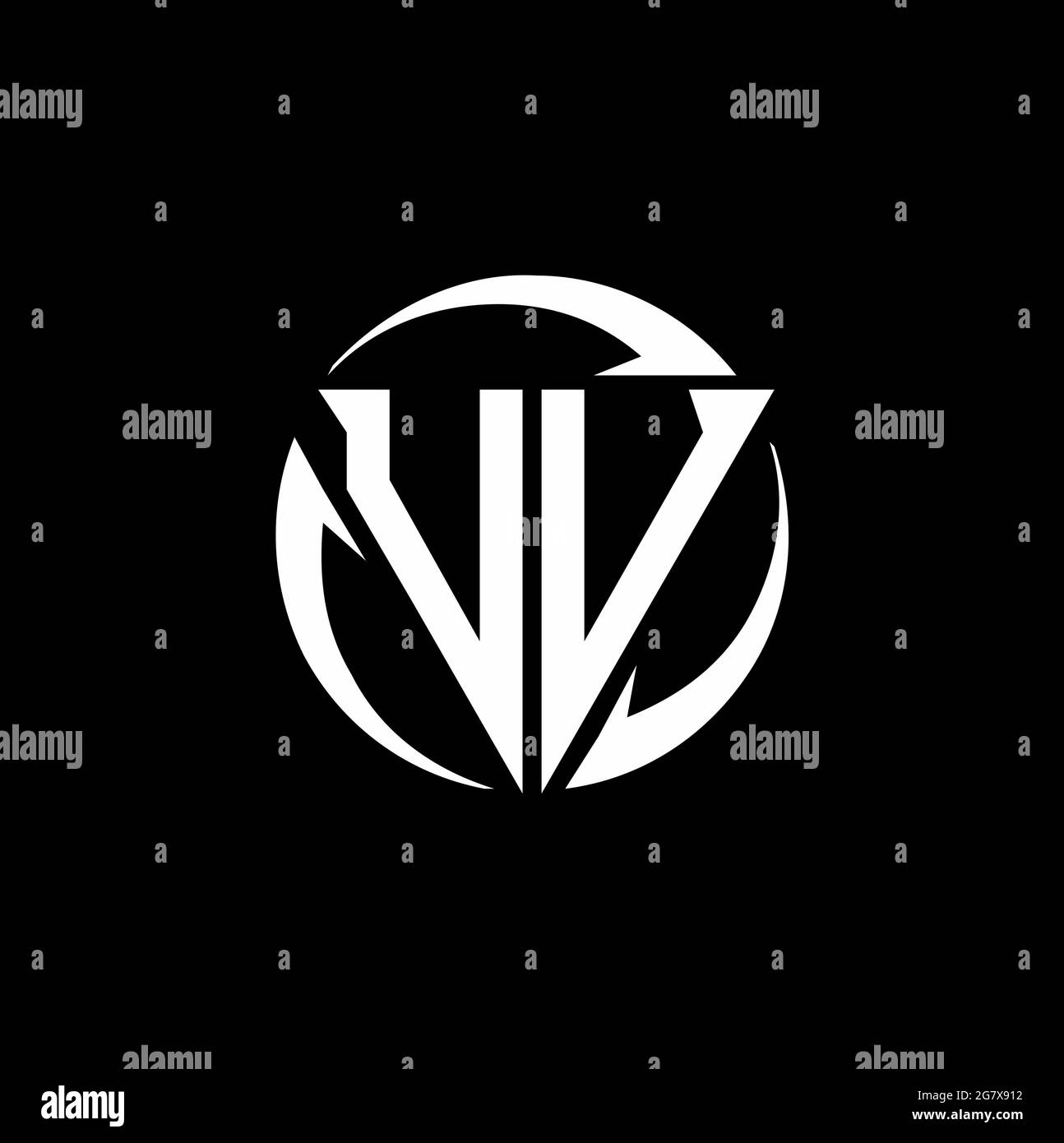 UV logo with triangle shape and circle rounded design template isolated on black background ...