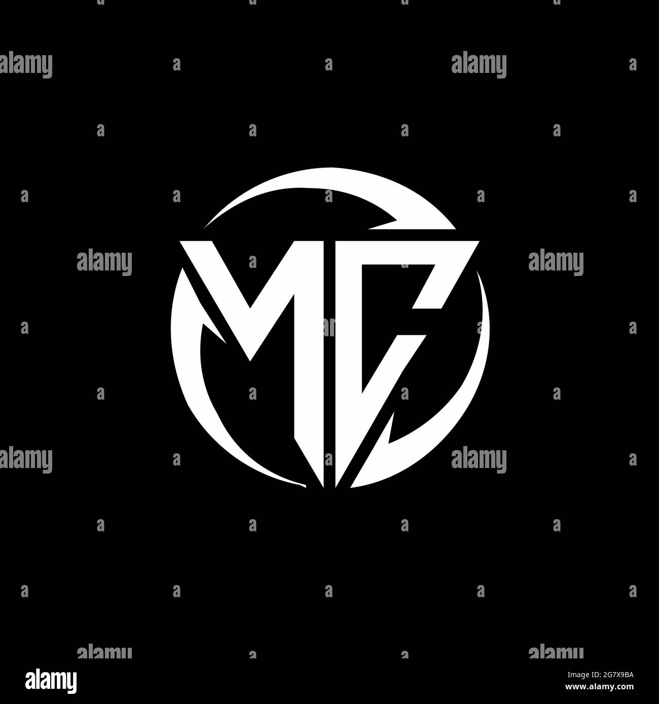 NC logo with triangle shape and circle rounded design template isolated ...