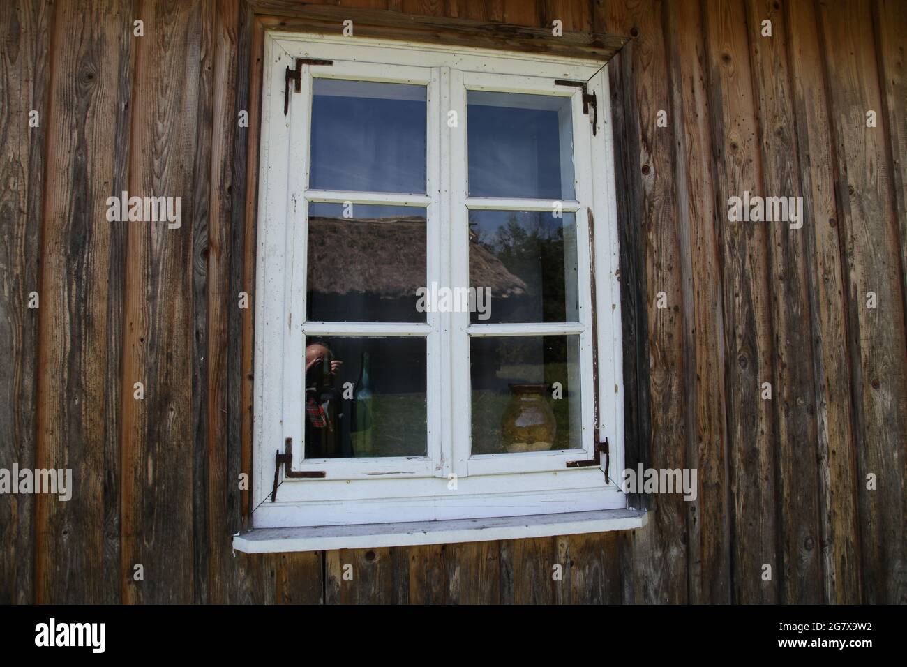 Windows of a country cottage, open-air museum in Tokarnia ...