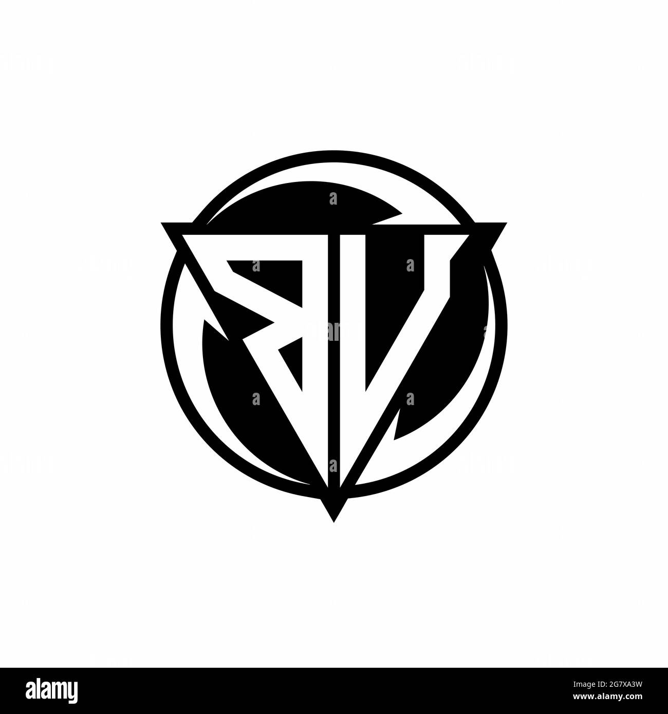 BU logo with triangle shape and circle rounded design template isolated ...