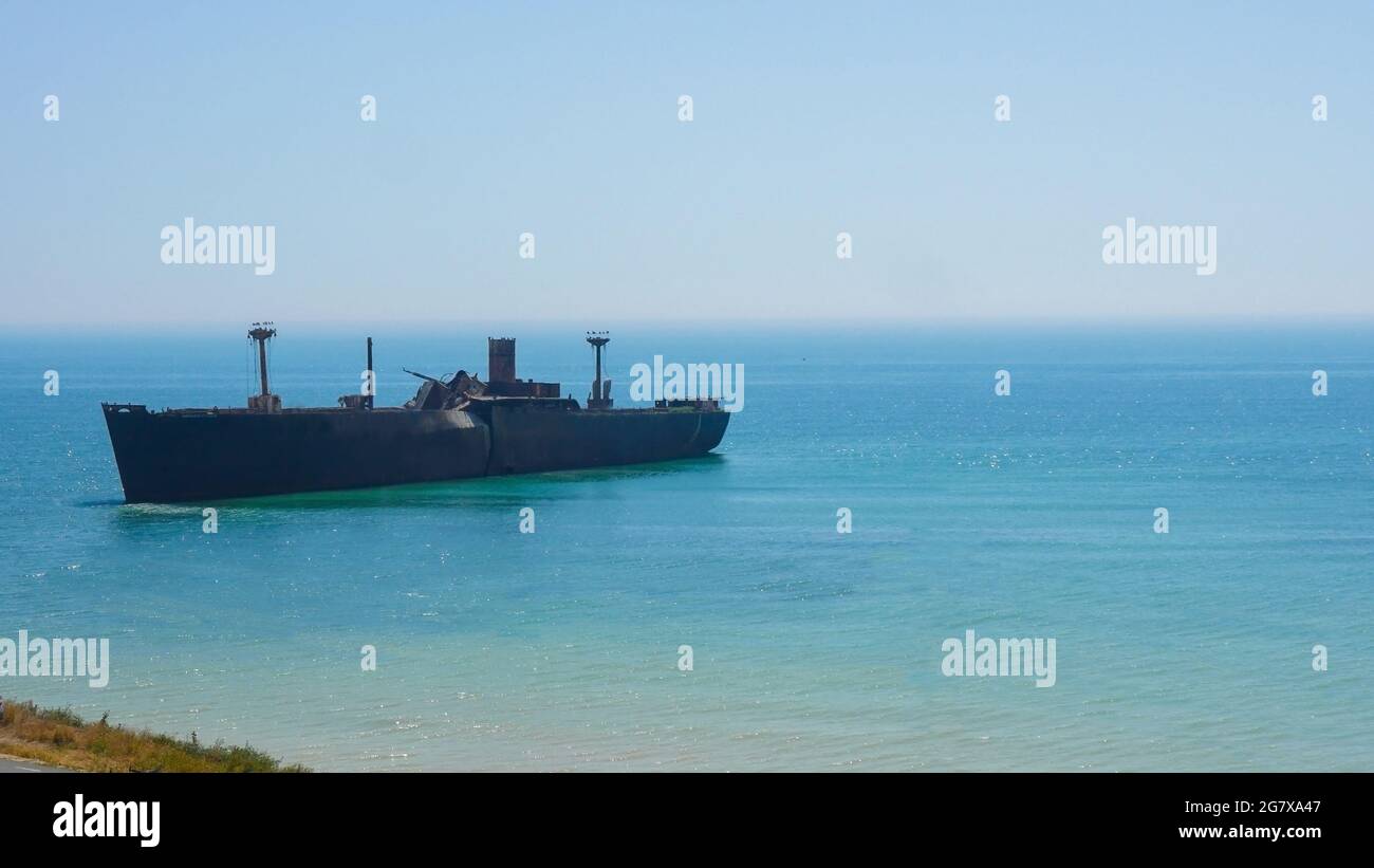The wreck of an abandoned historic old ship from 1942 abandoned on the ...