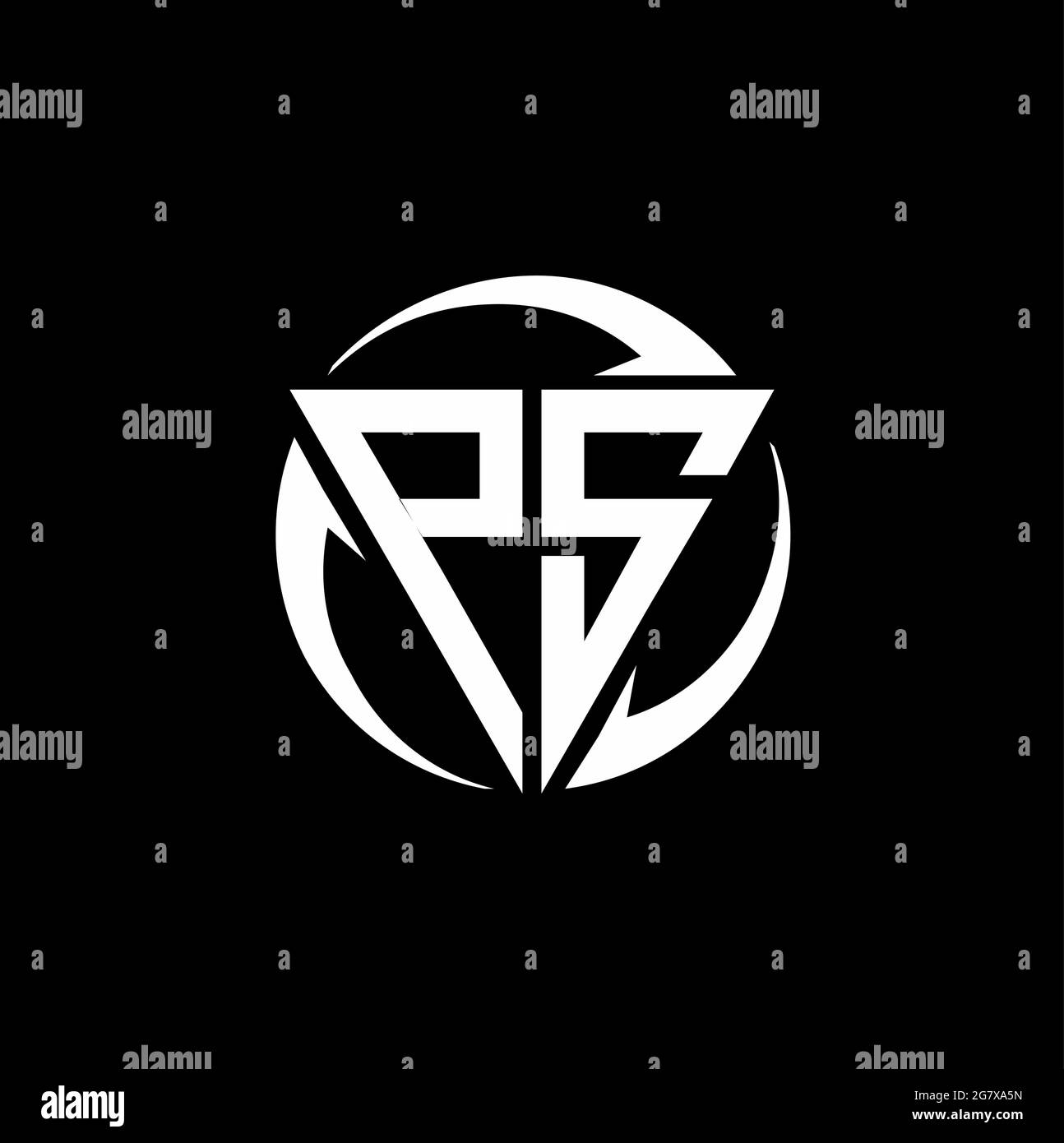 PS logo with triangle shape and circle rounded design template isolated ...