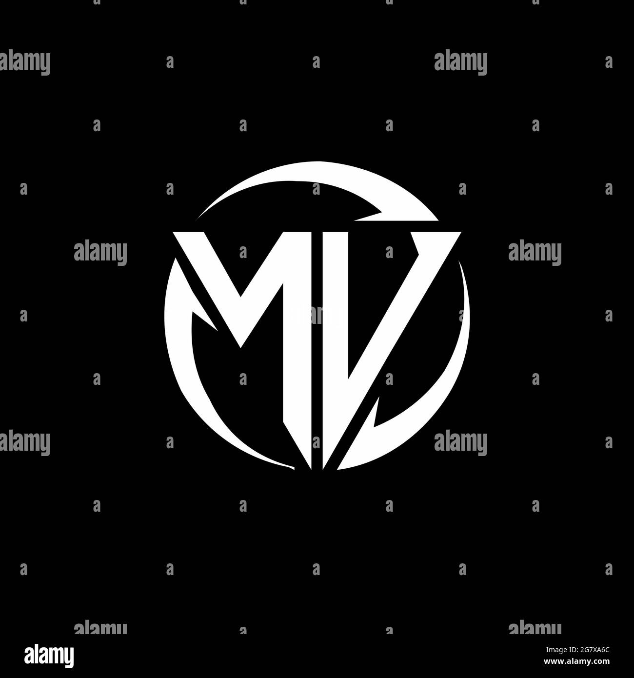 NV logo with triangle shape and circle rounded design template isolated ...