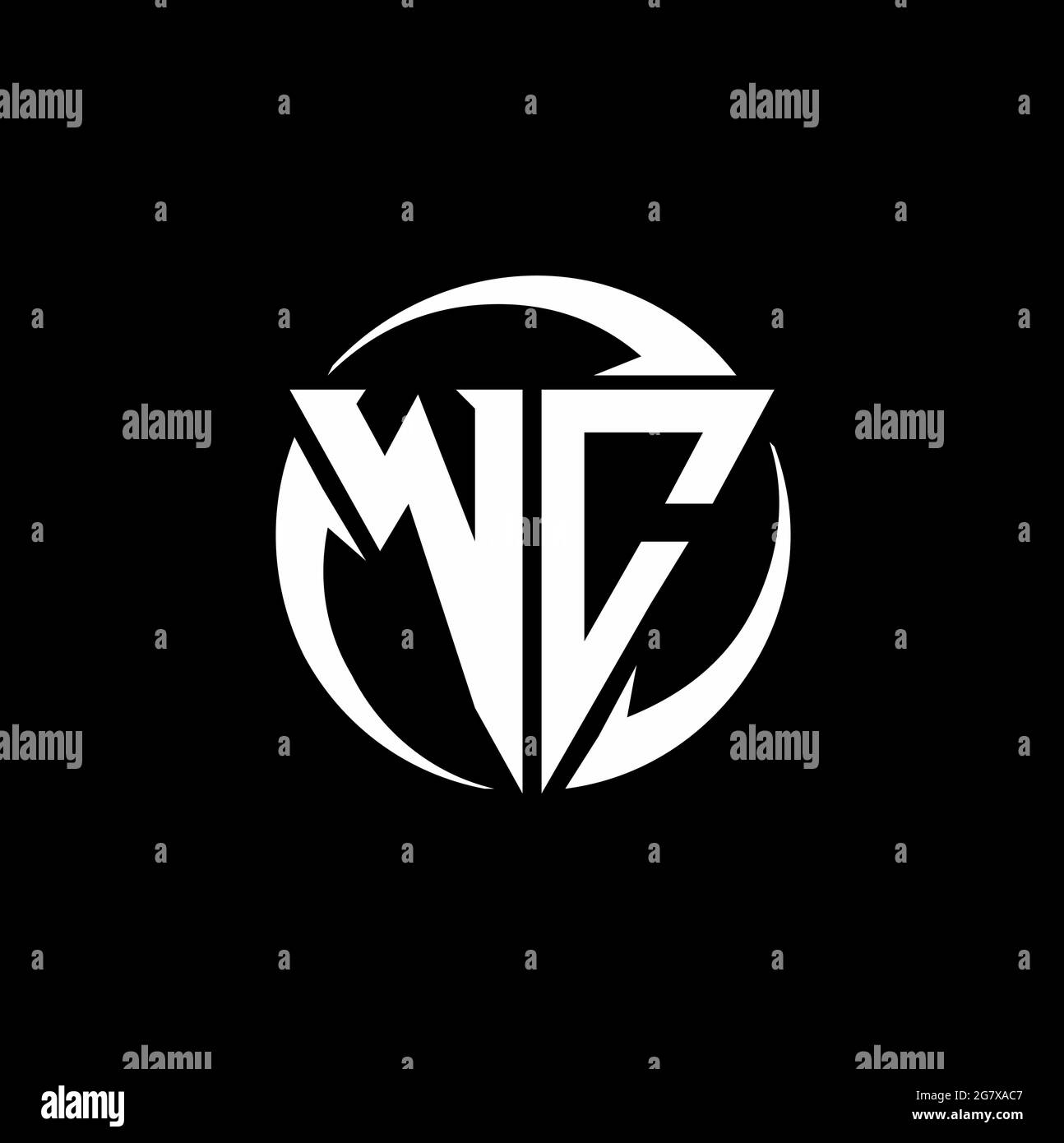 WC logo with triangle shape and circle rounded design template isolated ...