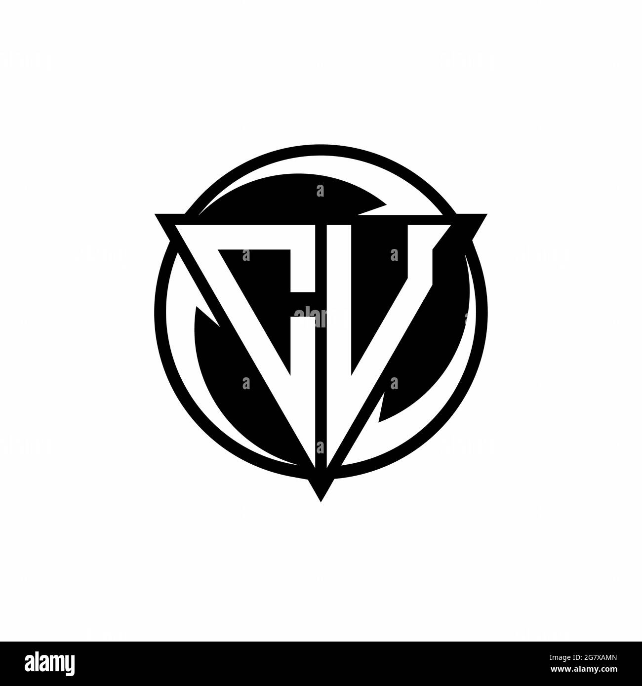 CU logo with triangle shape and circle rounded design template isolated ...