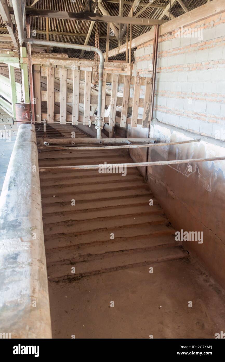 FRAY BENTOS, URUGUAY - FEB 18, 2015: Interior of a former meat factory ...