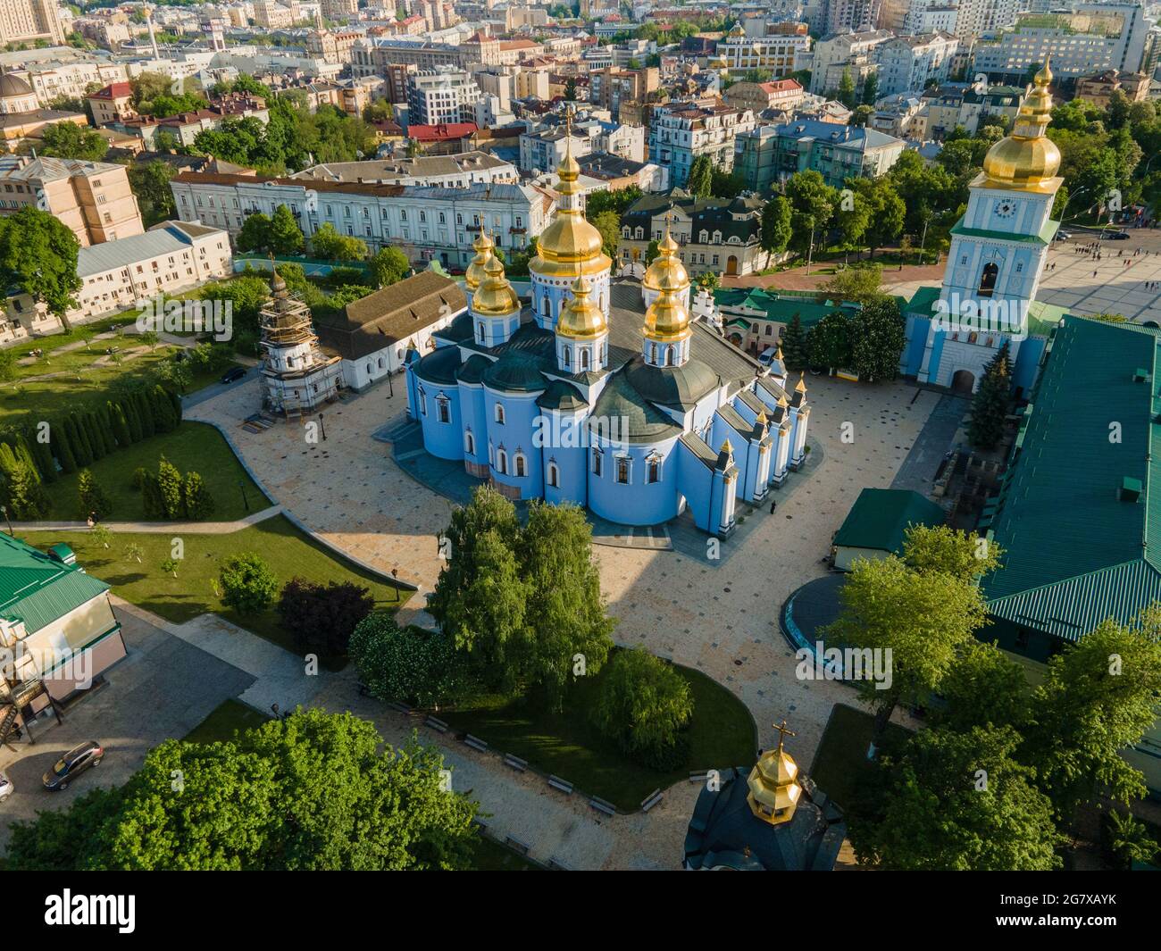 Aerial view from a drone St. Michael's Golden-Domed Monastery in Kyiv ...