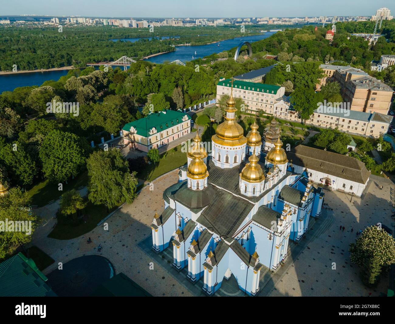 Aerial view from a drone St. Michael's Golden-Domed Monastery in Kyiv ...