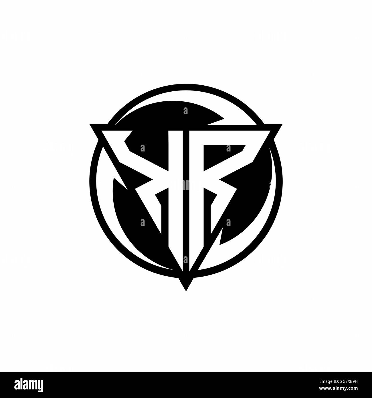 KR logo with triangle shape and circle rounded design template isolated ...