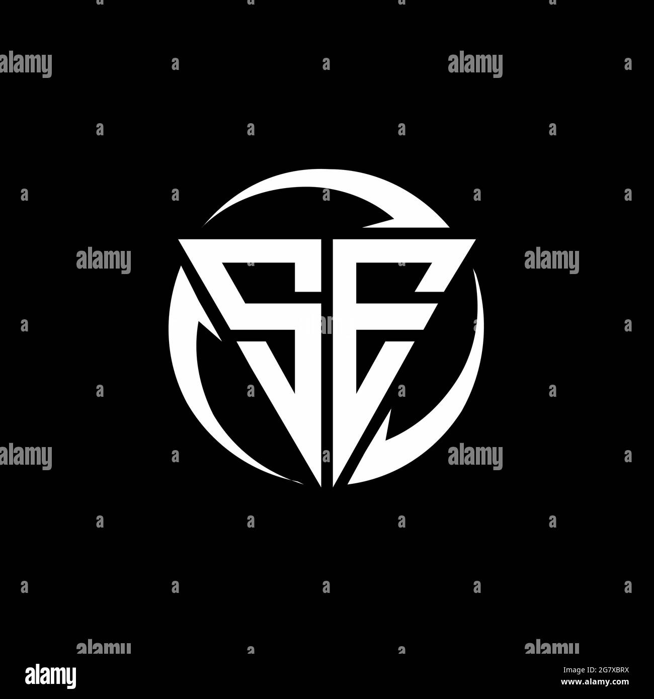 SE logo with triangle shape and circle rounded design template isolated ...