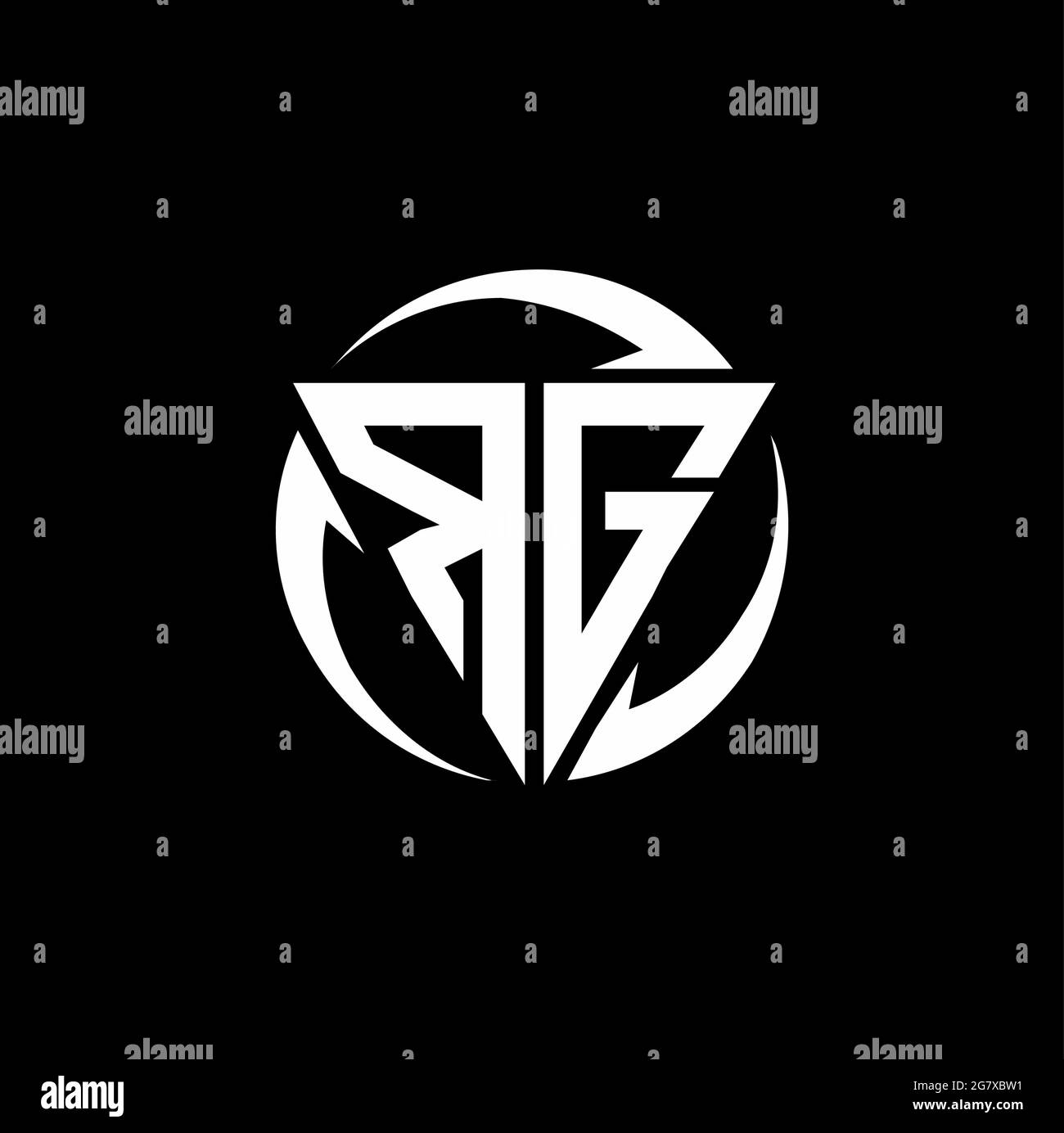 RG logo with triangle shape and circle rounded design template isolated ...