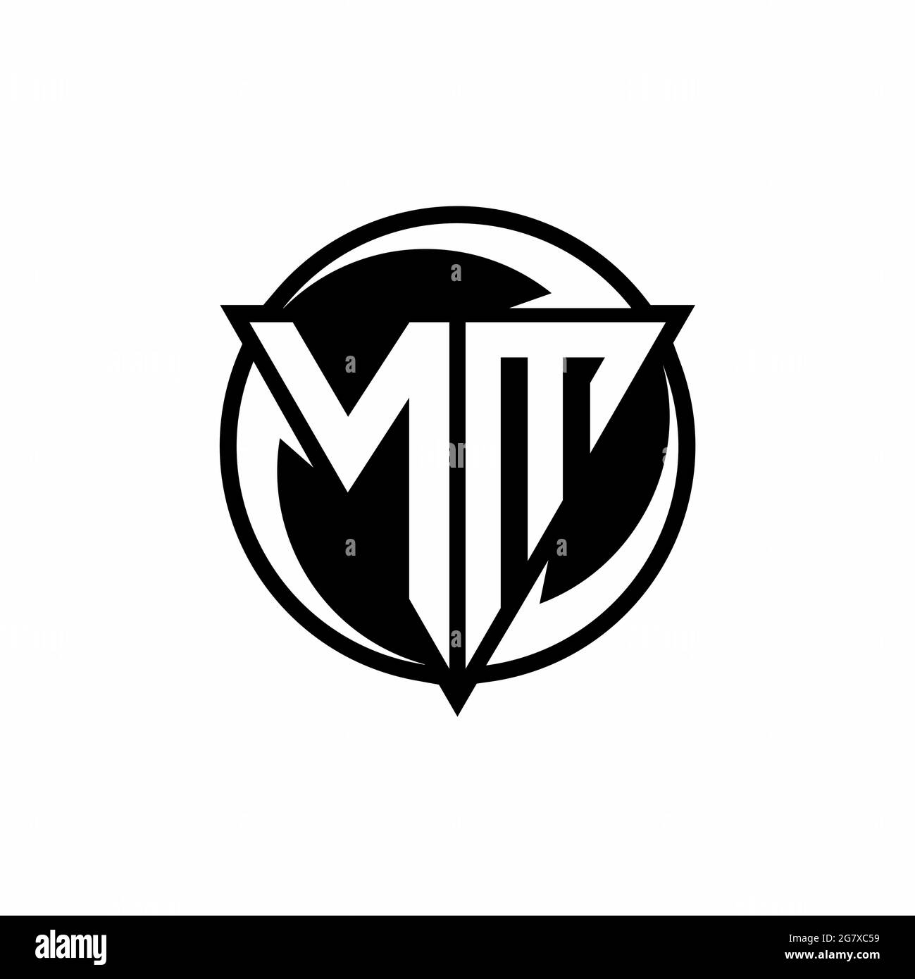 NM logo with triangle shape and circle rounded design template isolated ...