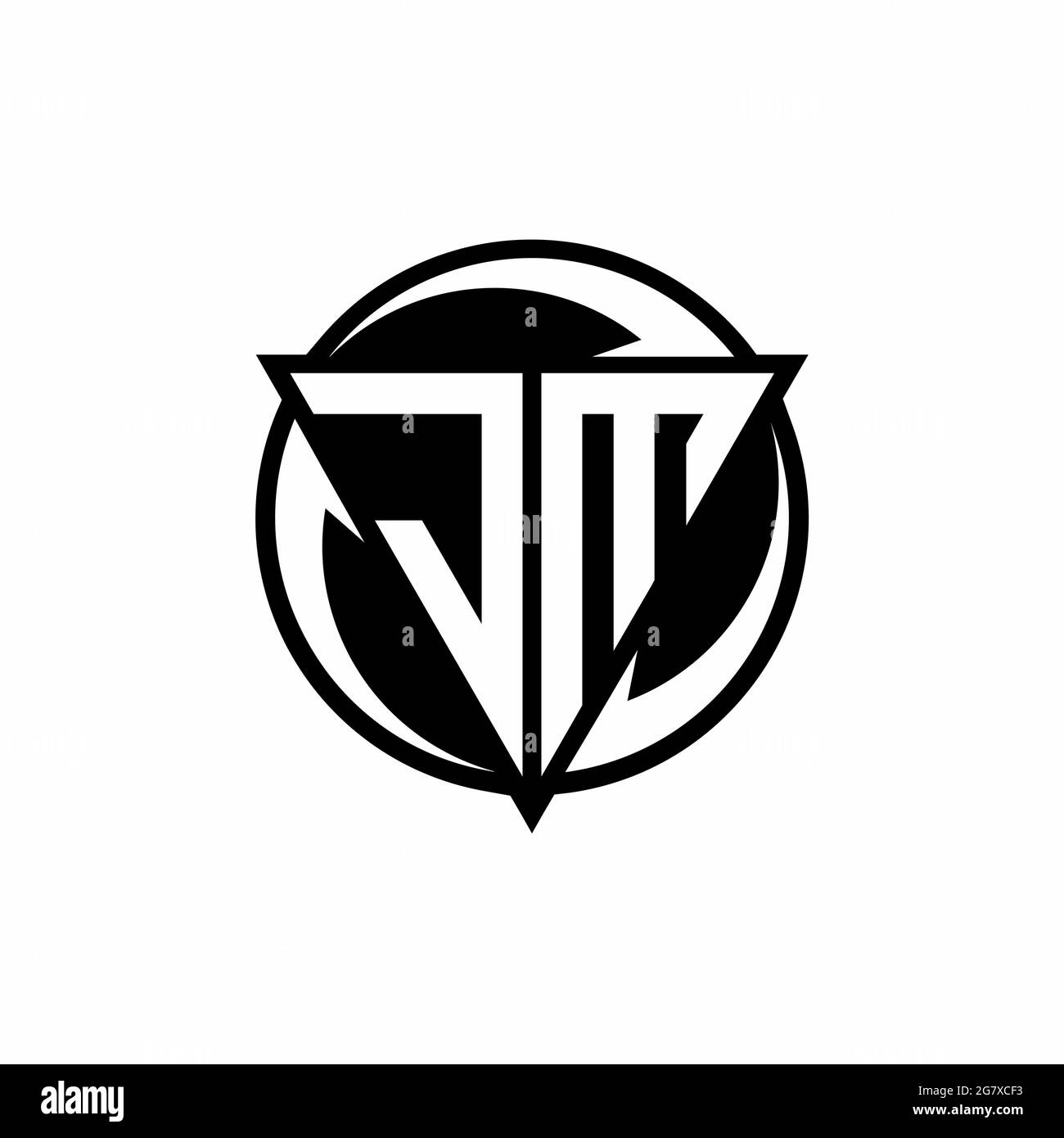 JM logo with triangle shape and circle rounded design template isolated on white background ...