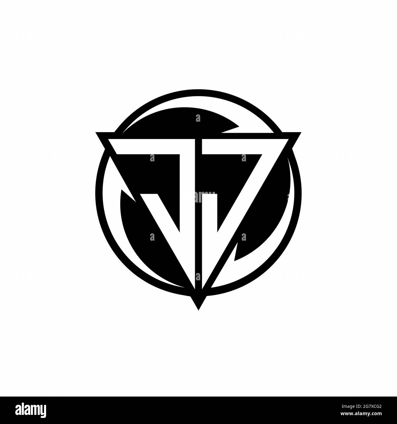 JJ logo with triangle shape and circle rounded design template isolated on white background ...