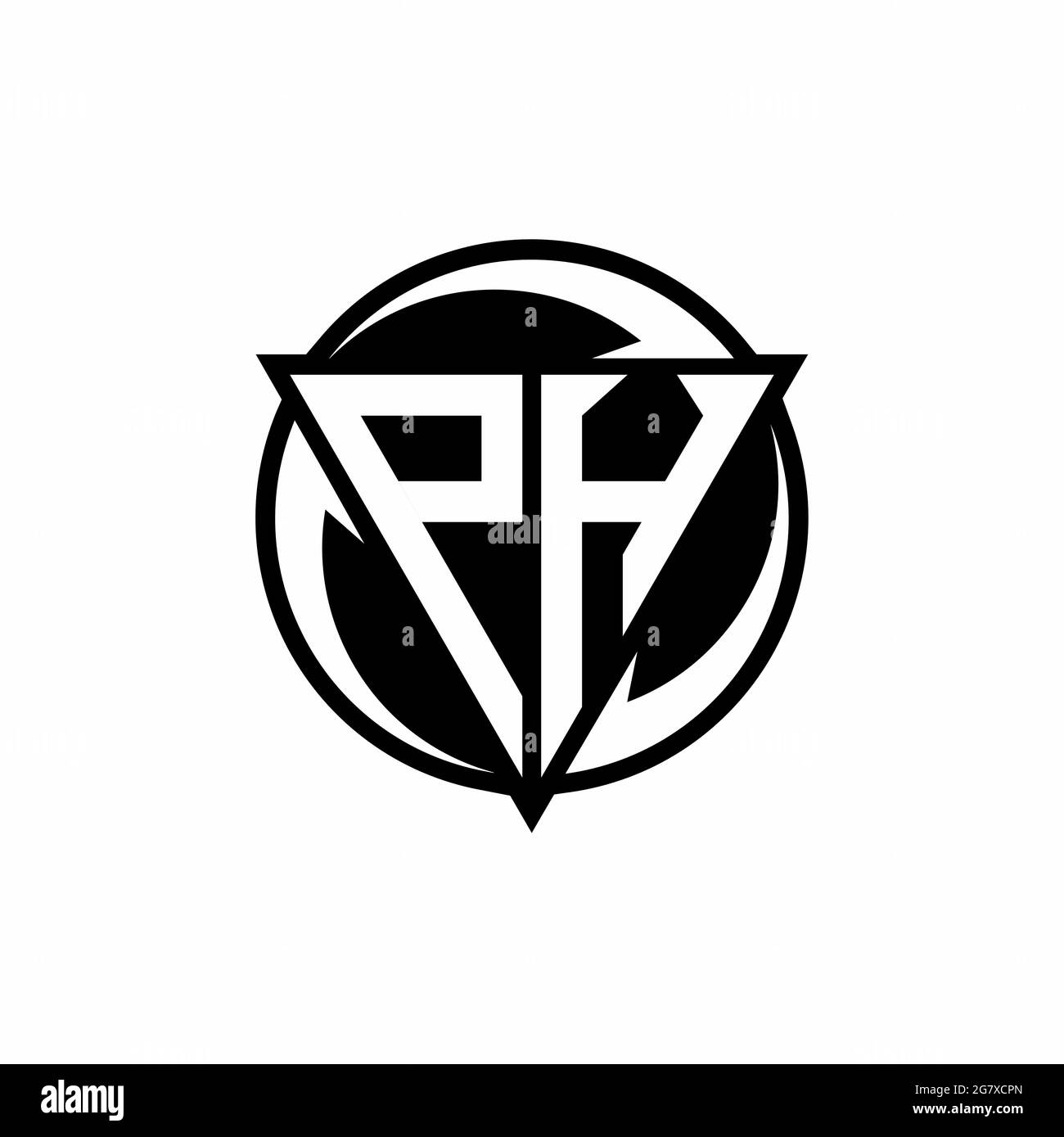 PH logo with triangle shape and circle rounded design template isolated ...