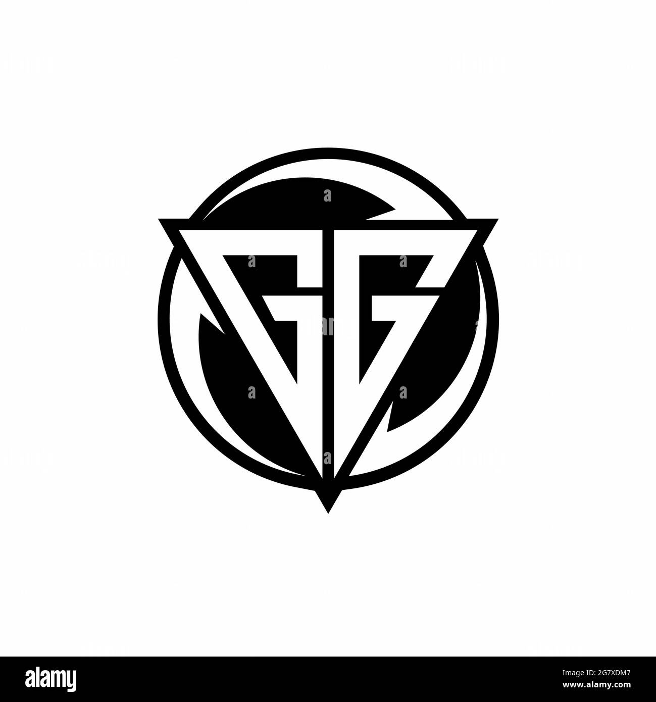 GG logo with triangle shape and circle rounded design template isolated ...