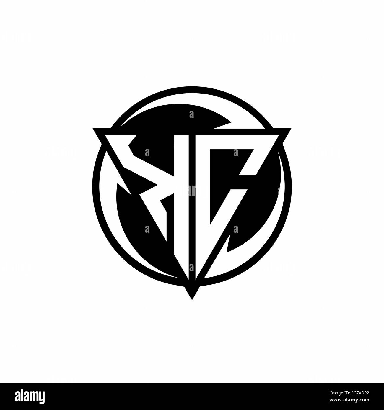 KC logo with triangle shape and circle rounded design template isolated ...