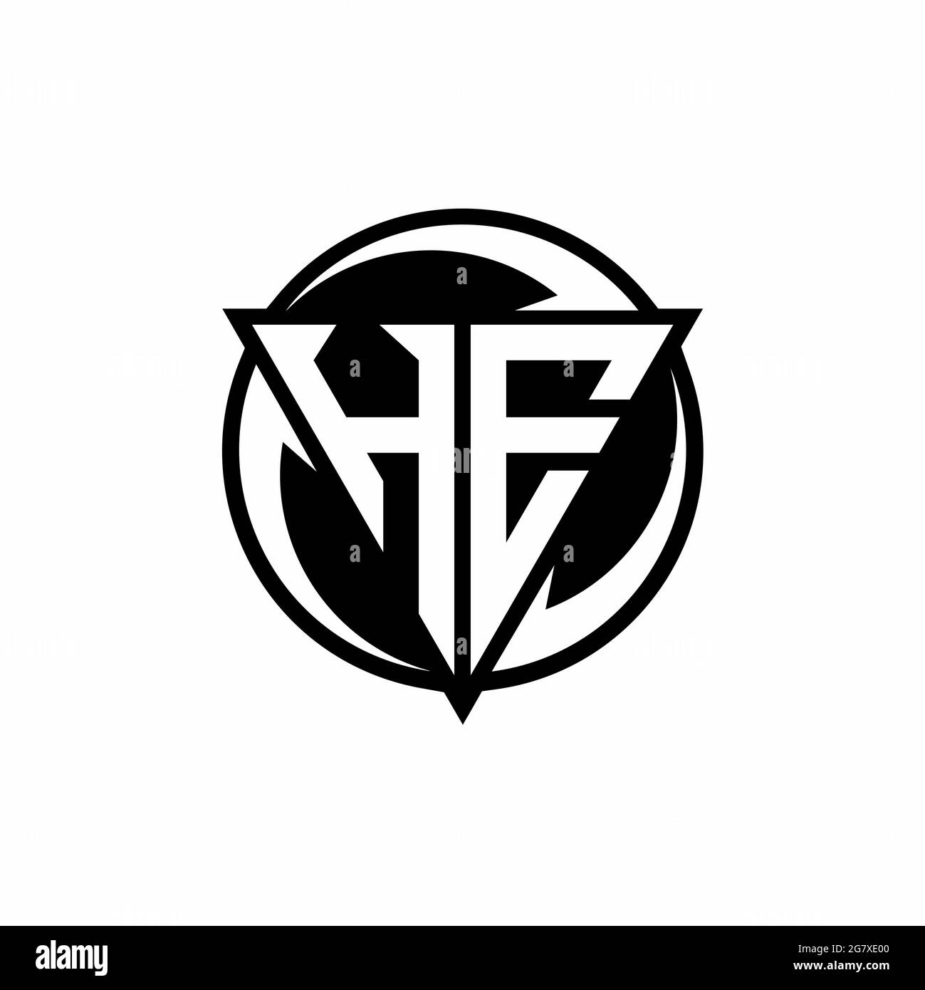 HE logo with triangle shape and circle rounded design template isolated ...