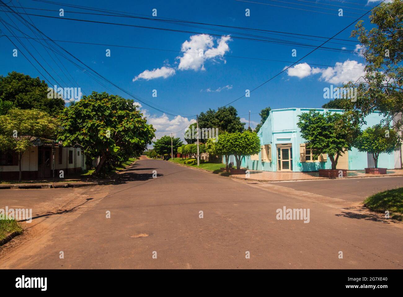 Street in Coronel Bogado town, Paraguay Stock Photo - Alamy