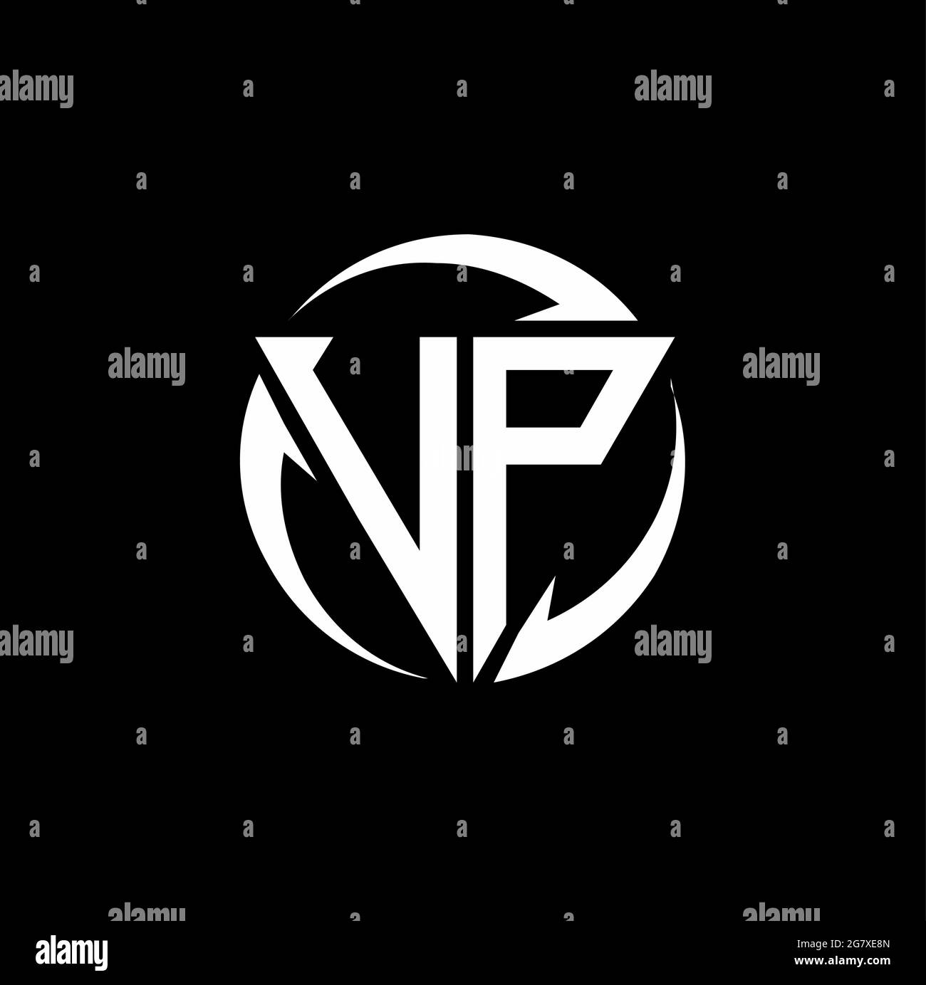 VP logo with triangle shape and circle rounded design template isolated ...