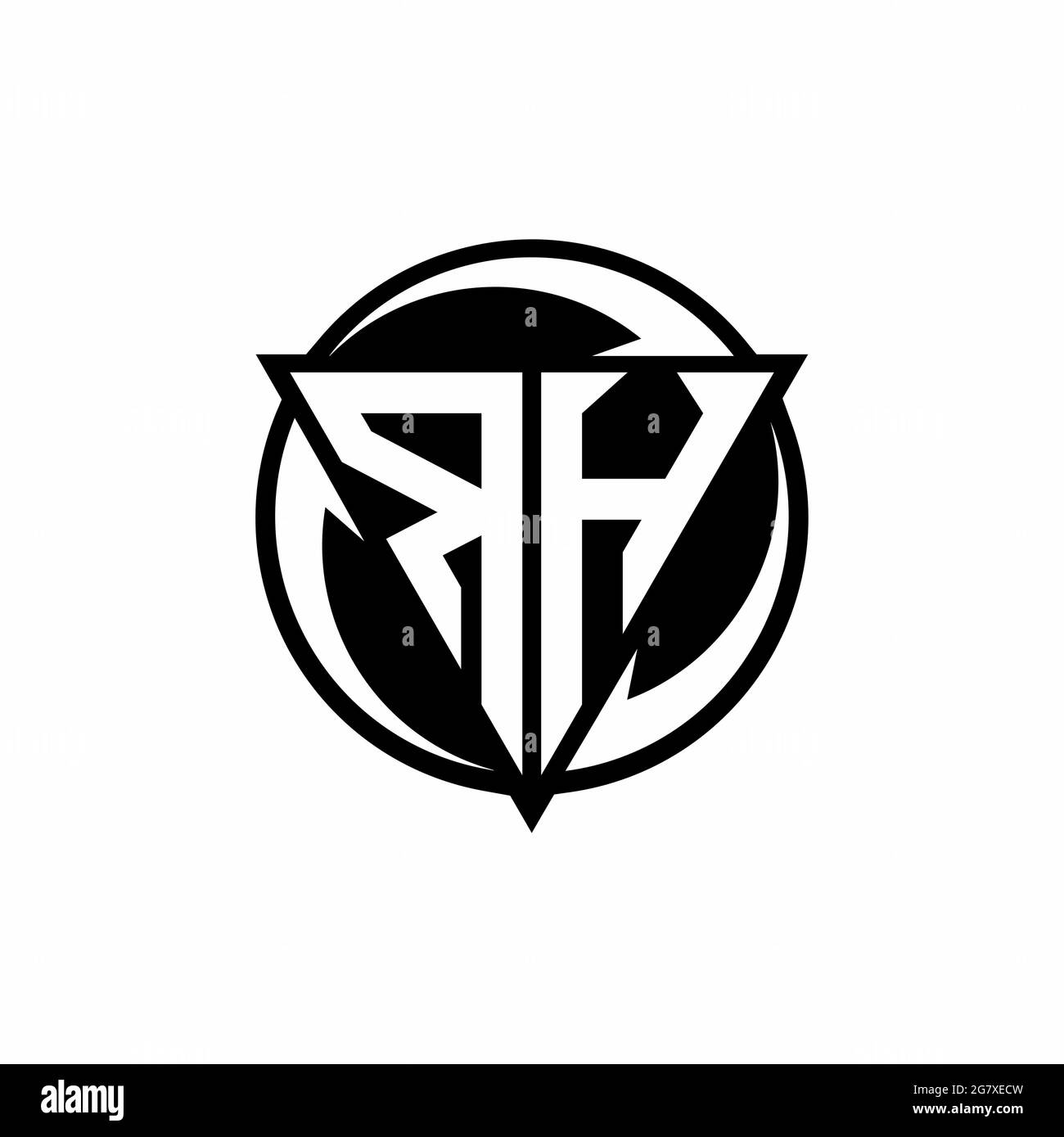 RH logo with triangle shape and circle rounded design template isolated ...
