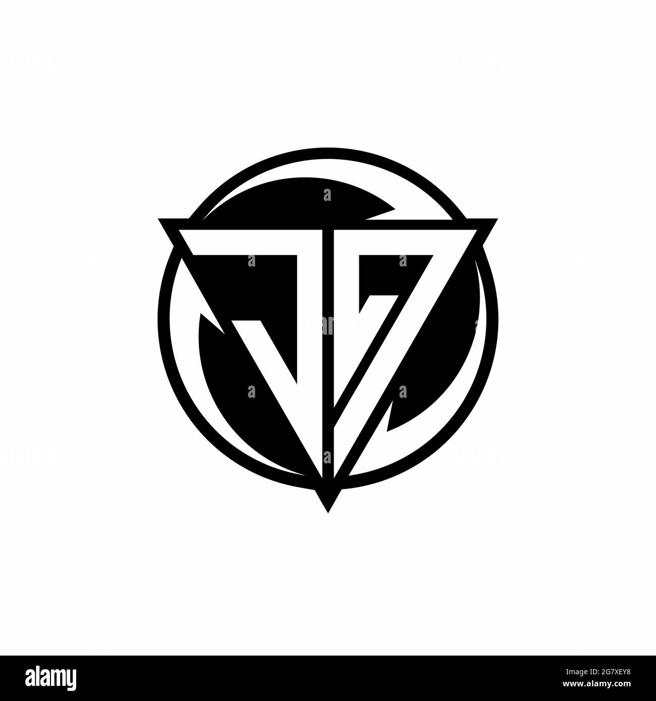 JQ logo with triangle shape and circle rounded design template isolated ...