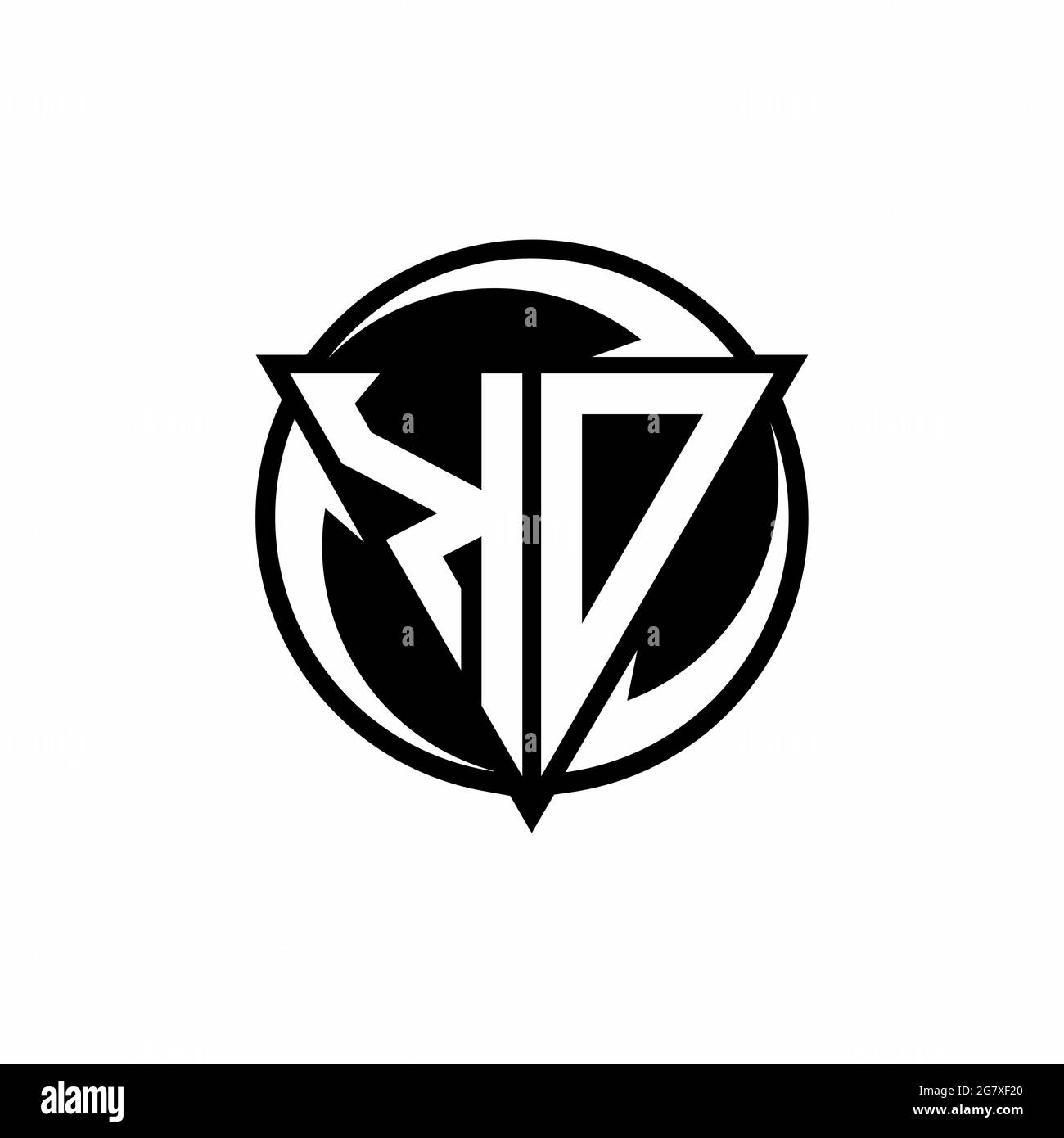KO logo with triangle shape and circle rounded design template isolated ...
