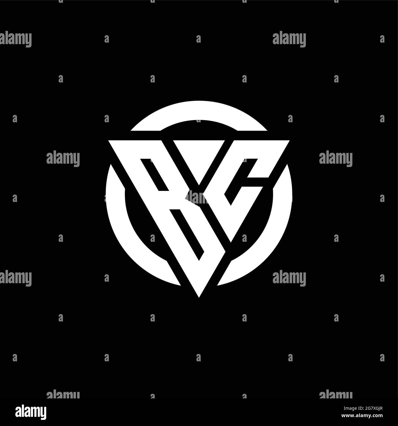 BC logo with triangle shape and circle rounded design template isolated ...