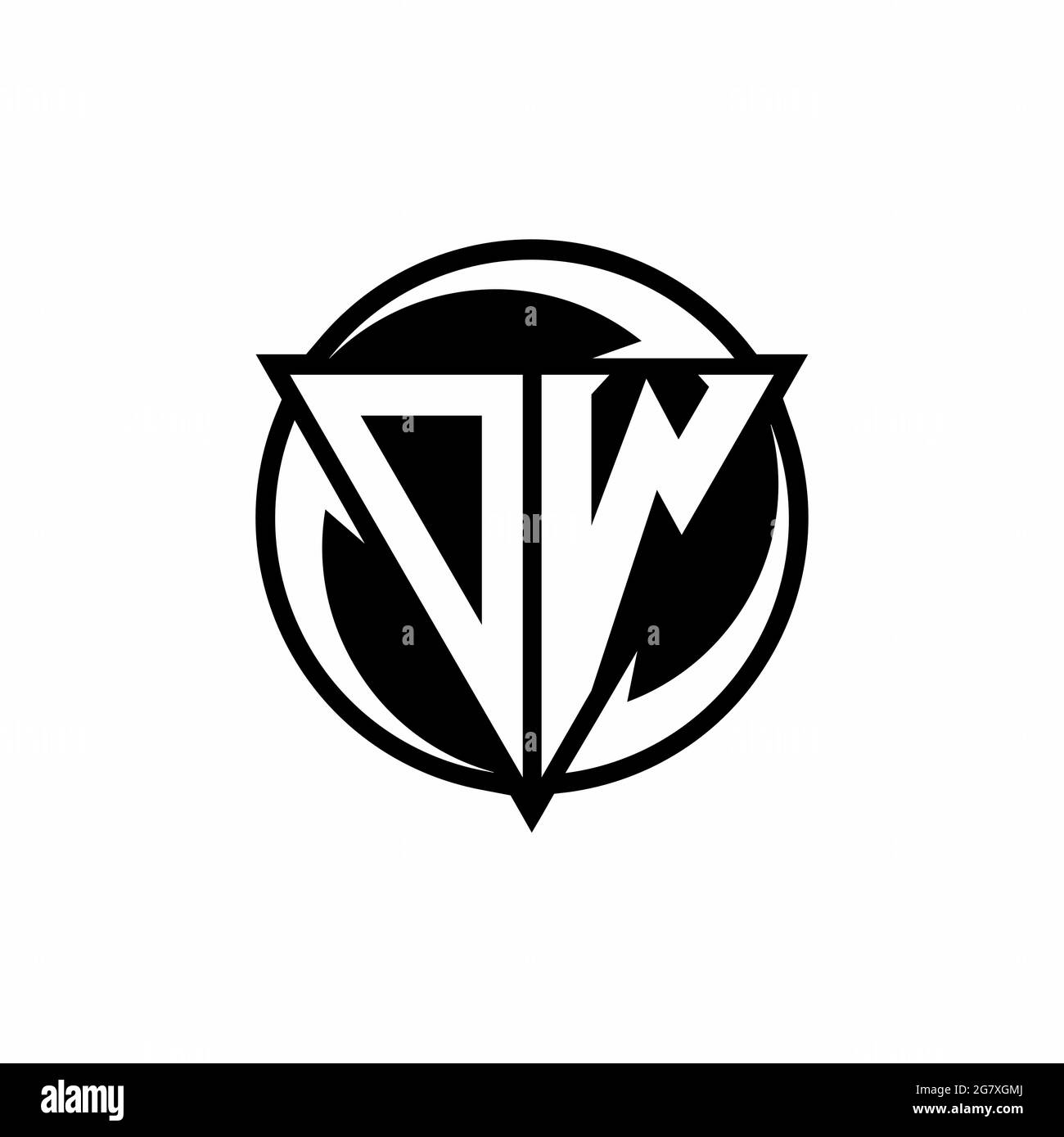 OW logo with triangle shape and circle rounded design template isolated ...