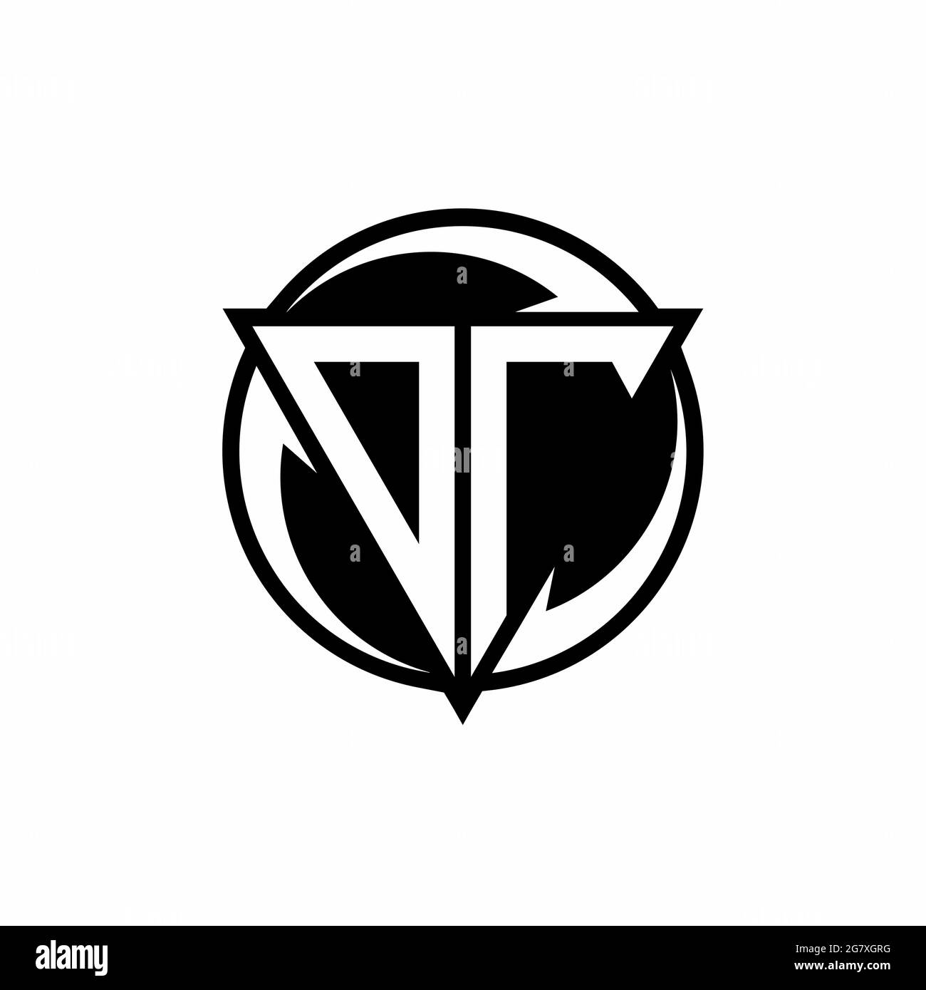 OT logo with triangle shape and circle rounded design template isolated ...